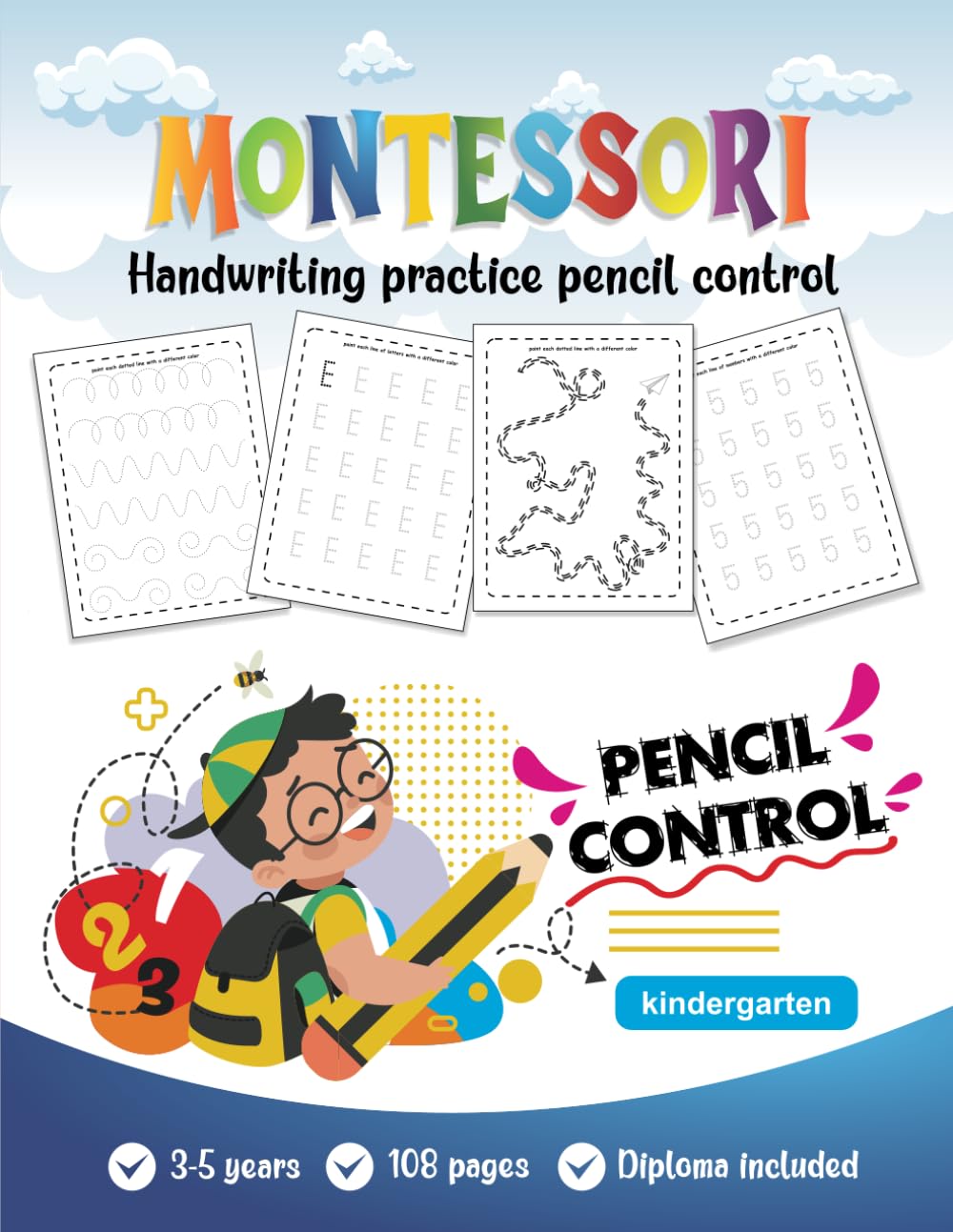 Amazon.com: Montessori Activity Book For Preschool Handwriting Practice ...
