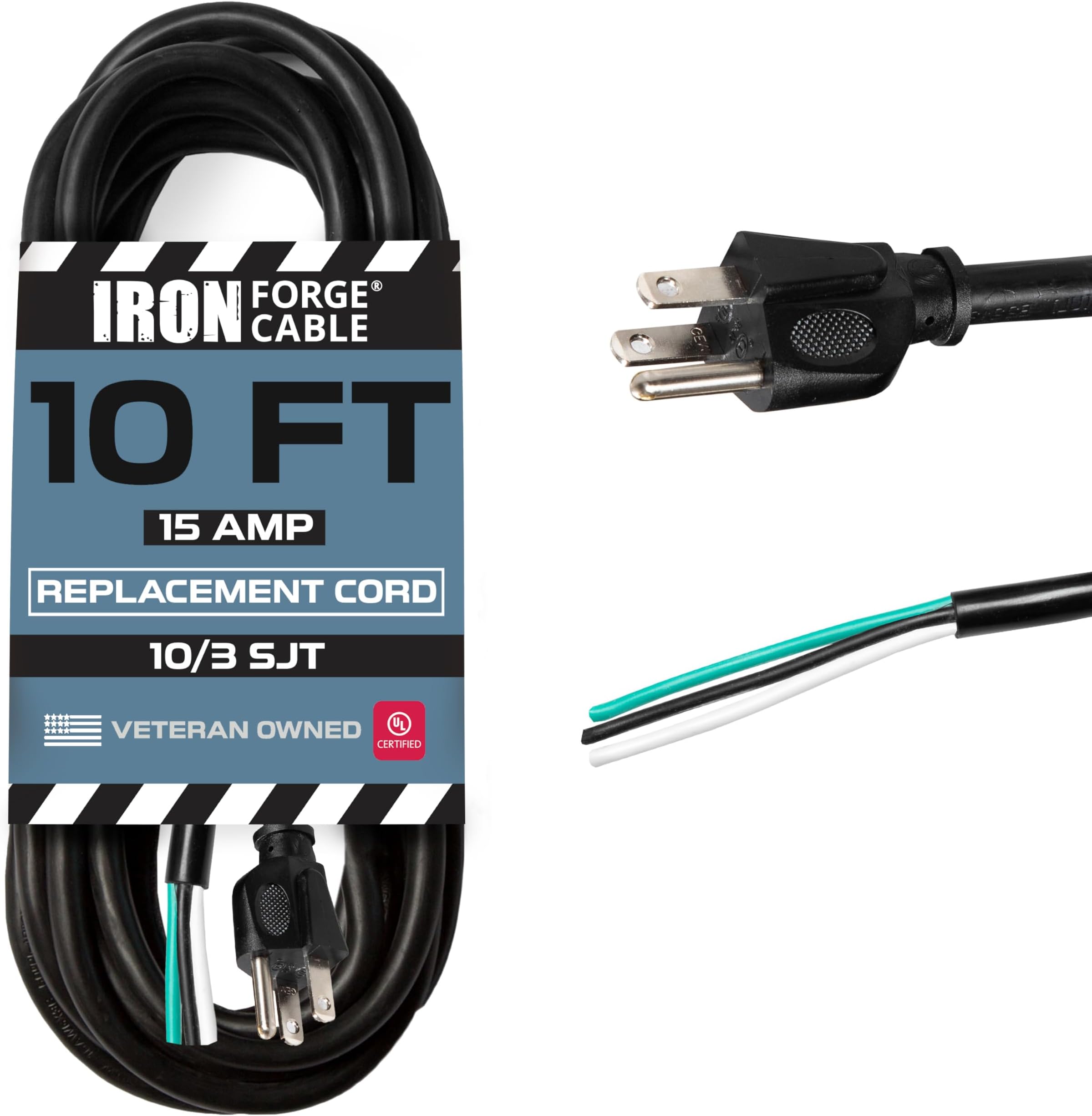 Amazon.com: Iron Forge Cable 10 Gauge Power Cord Replacement - 10ft,15 ...