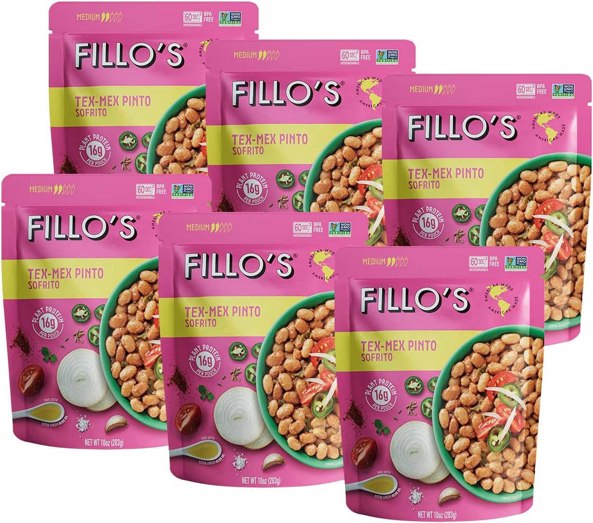 Amazon.com : Fillo's Tex Mex Pinto Beans - Ready to Eat Beans, Gluten ...
