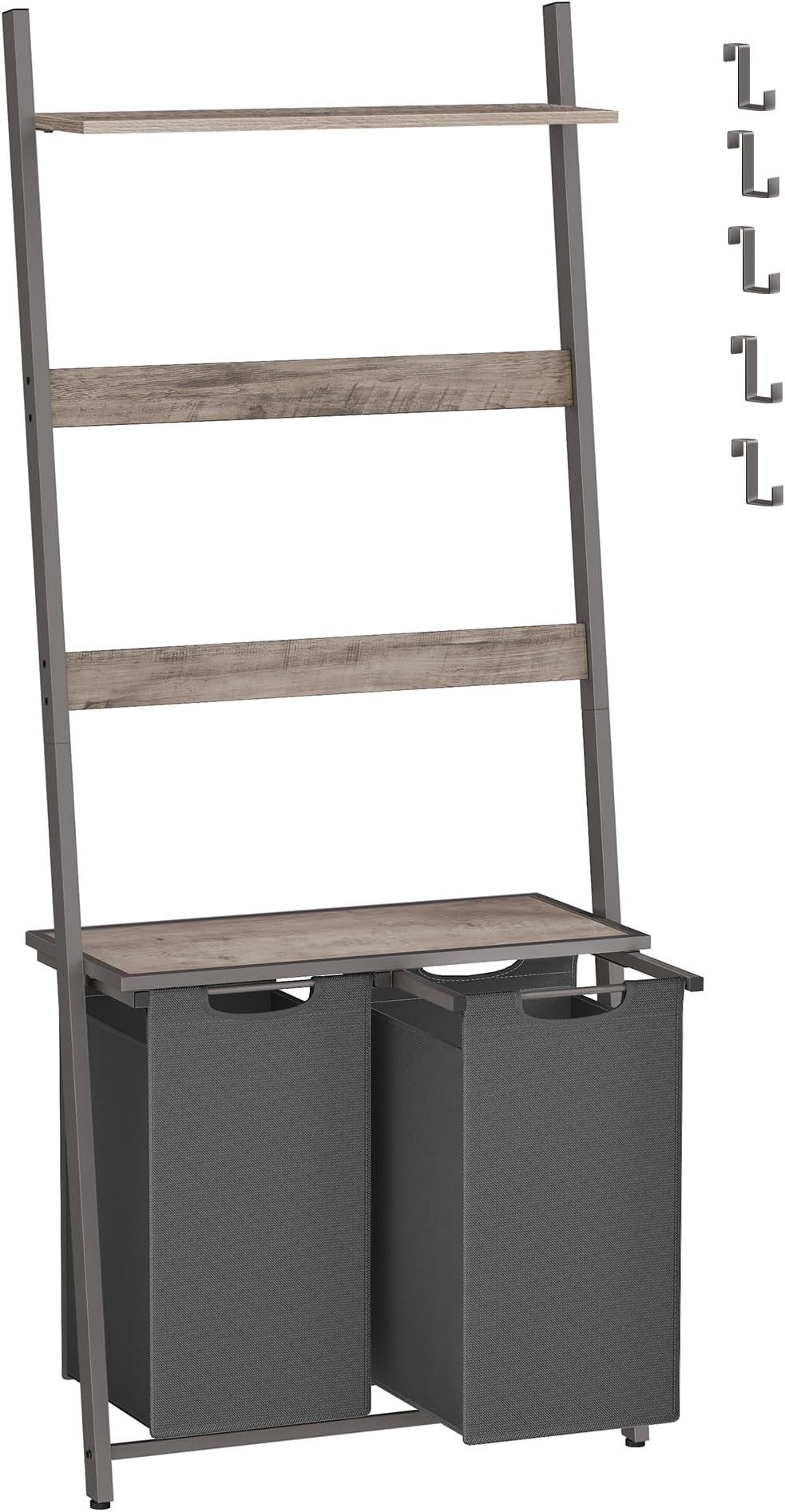 IDMarket - Panier à Linge 2 bacs Bambou Lana avec étagères Tissu écru ...