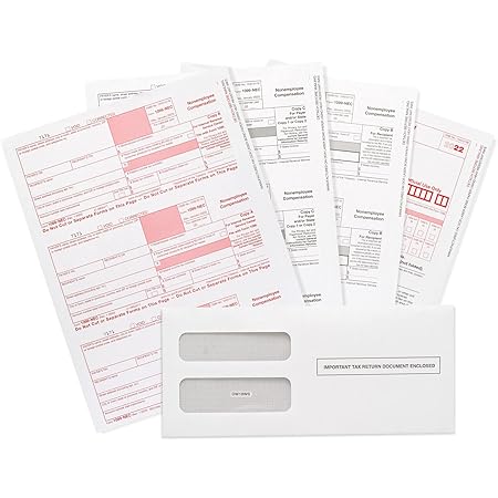 Amazon.com : Blue Summit Supplies 1099 NEC Tax Forms 2022 with 25 Self Seal Envelopes, 25 4 Part ...