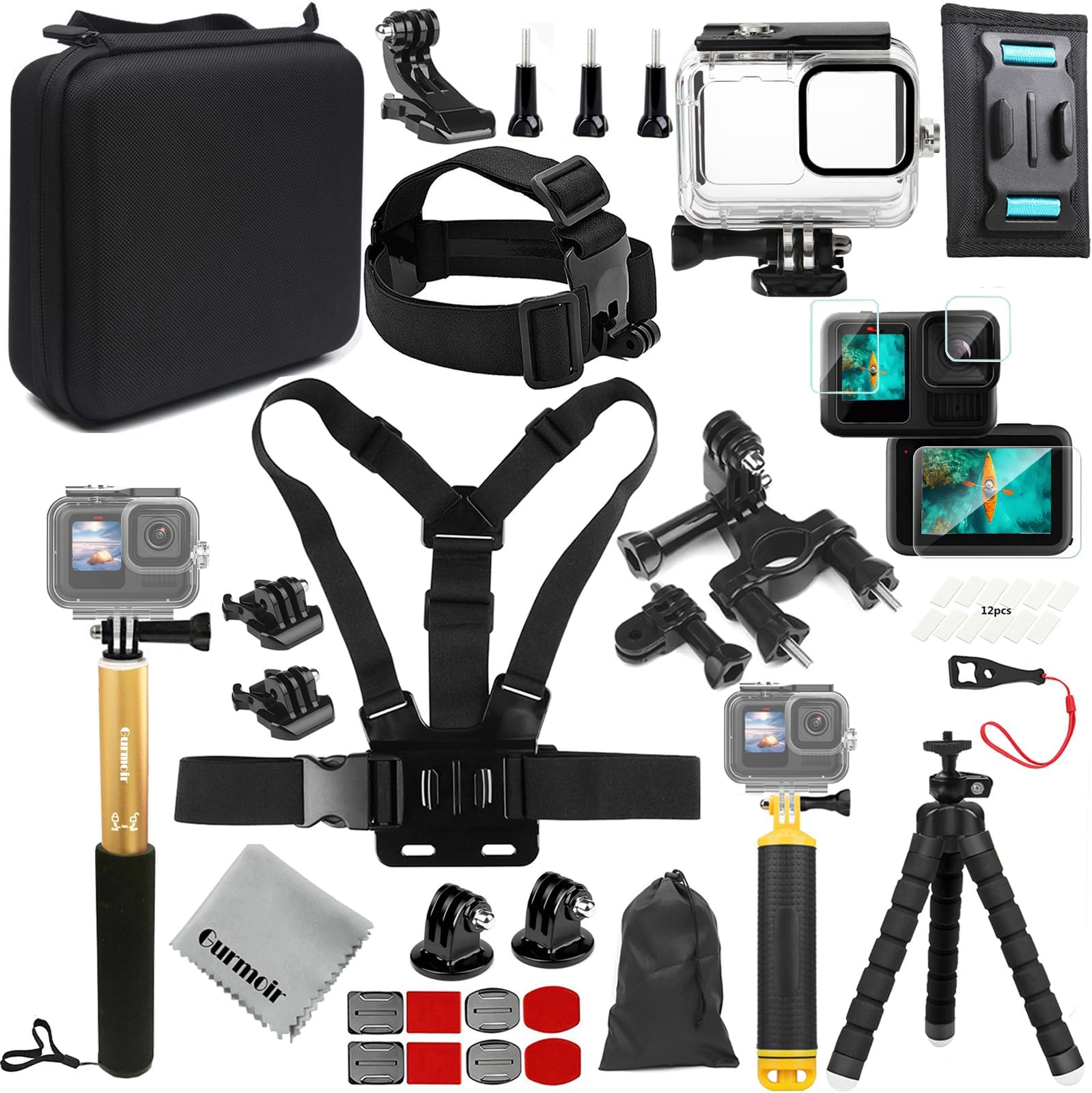 Gurmoir Zubehör Set für Gopro Hero 13 12 11 10 9 Black, Oben 10 ...