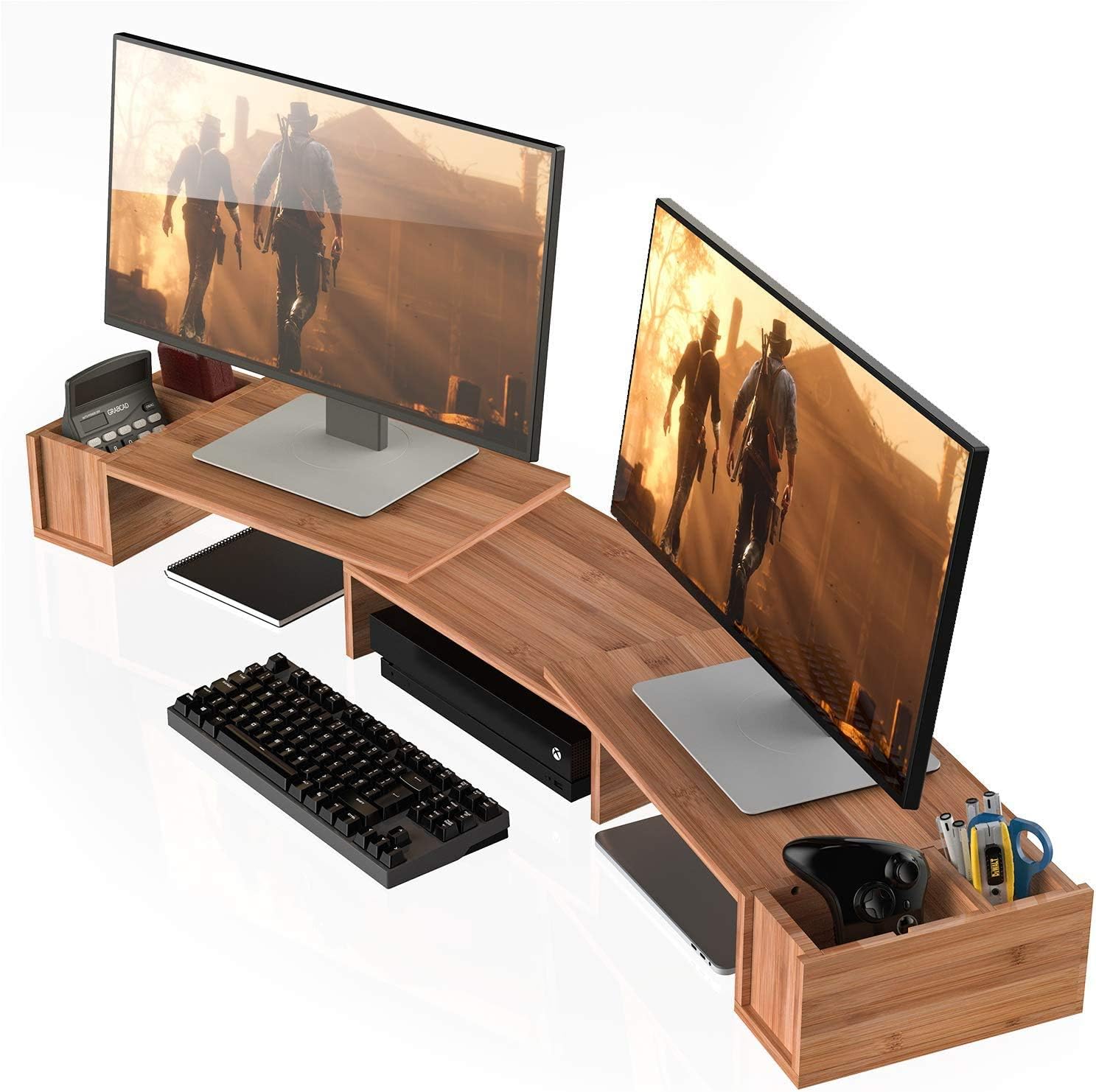 Amazon.com: WELL WENG Large 3 Shelf Monitor Stand Riser with Adjustable ...
