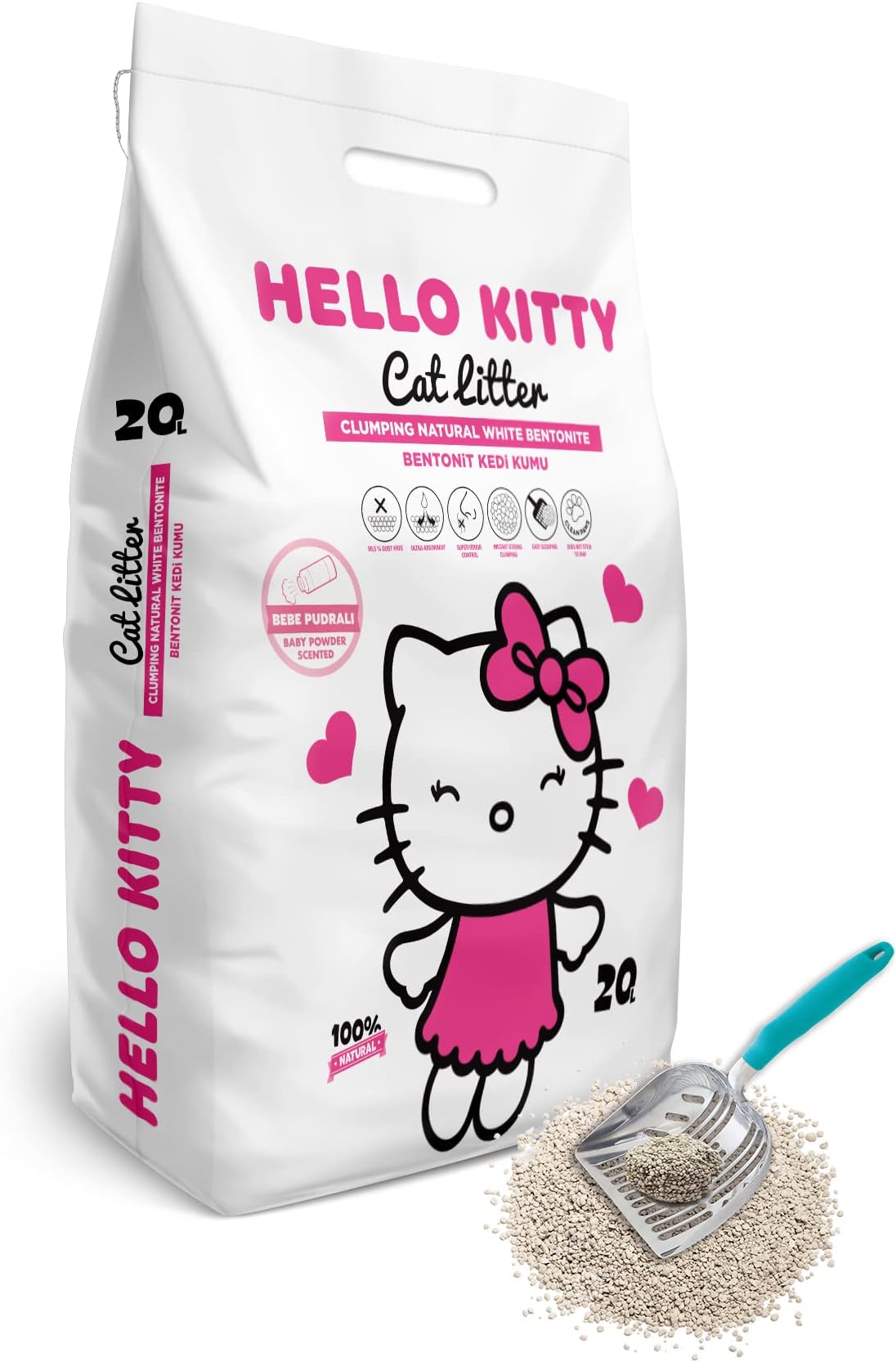 Hello Kitty Bentonite Natural Cat Litter (10L (Pack of 1 x 8.67 kg ...