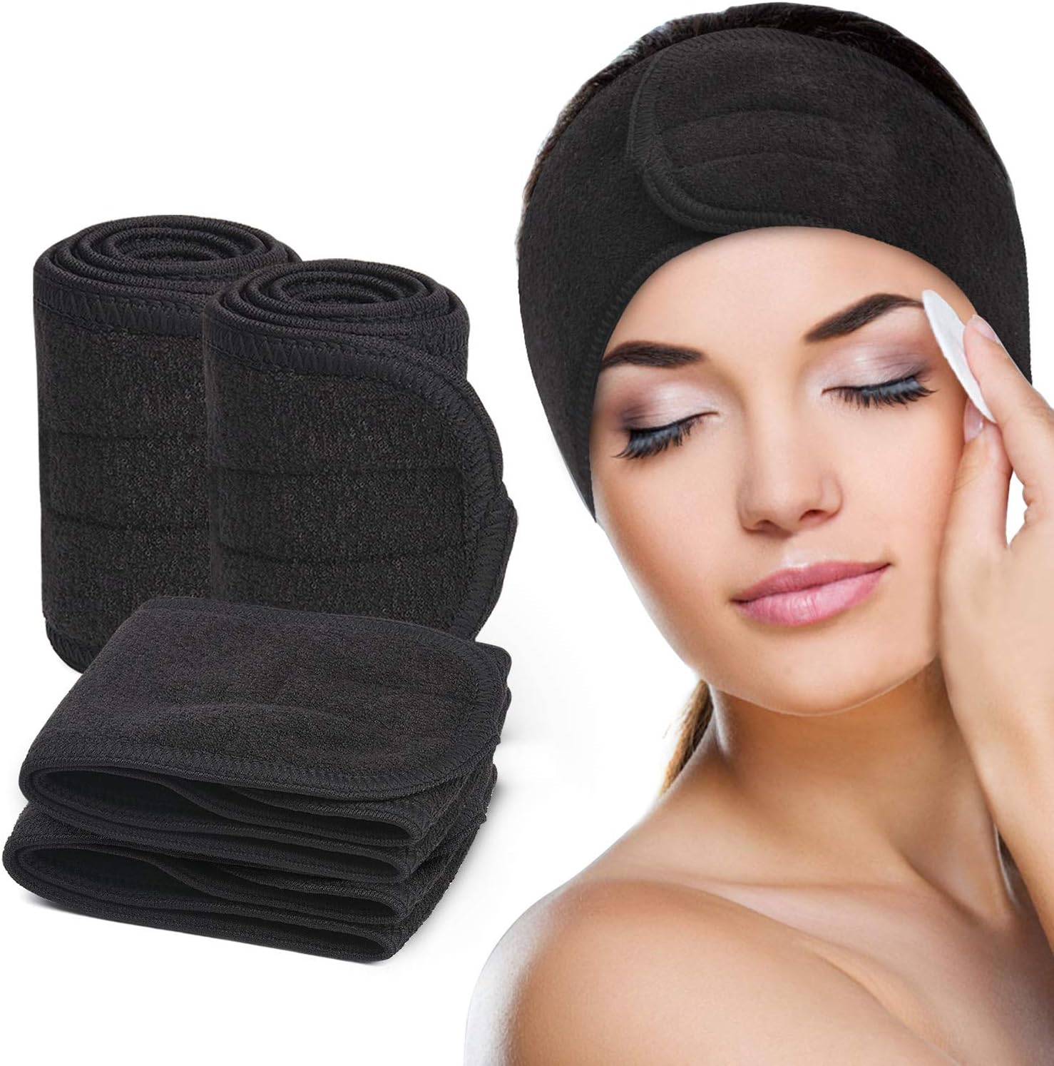 TOBWOLF 4PCS Facial Spa Headband Non Slip Up Indefinitely Make Band Wit tobwolf-4pcs-facial-spa-headband-non-slip-up-indefinitely-make-band-wit