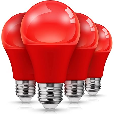 LED Red Light Bulbs, A19 E26 Base Red Color Light Bulb, 9W(60W ...