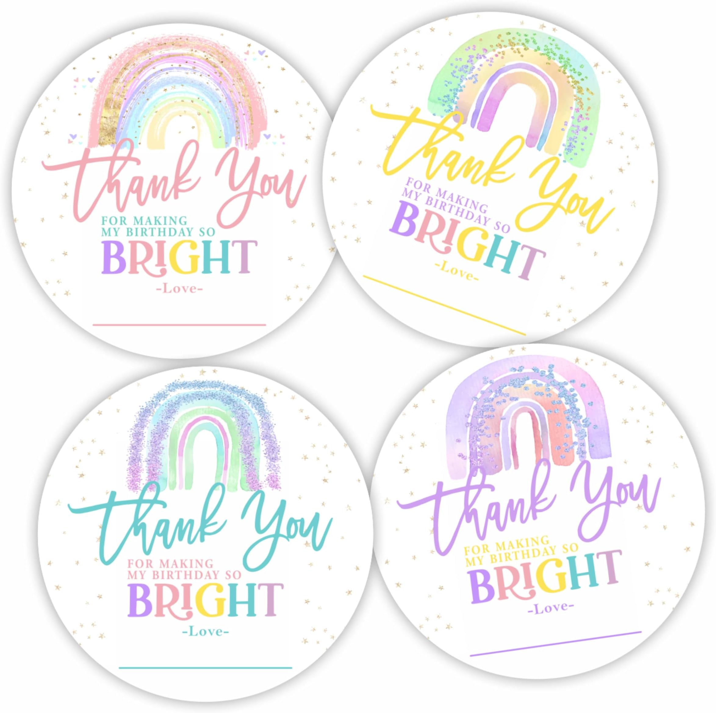 Amazon.com : Thank You Stickers - 40 Pcs Watercolor Rainbow 2 Inches ...