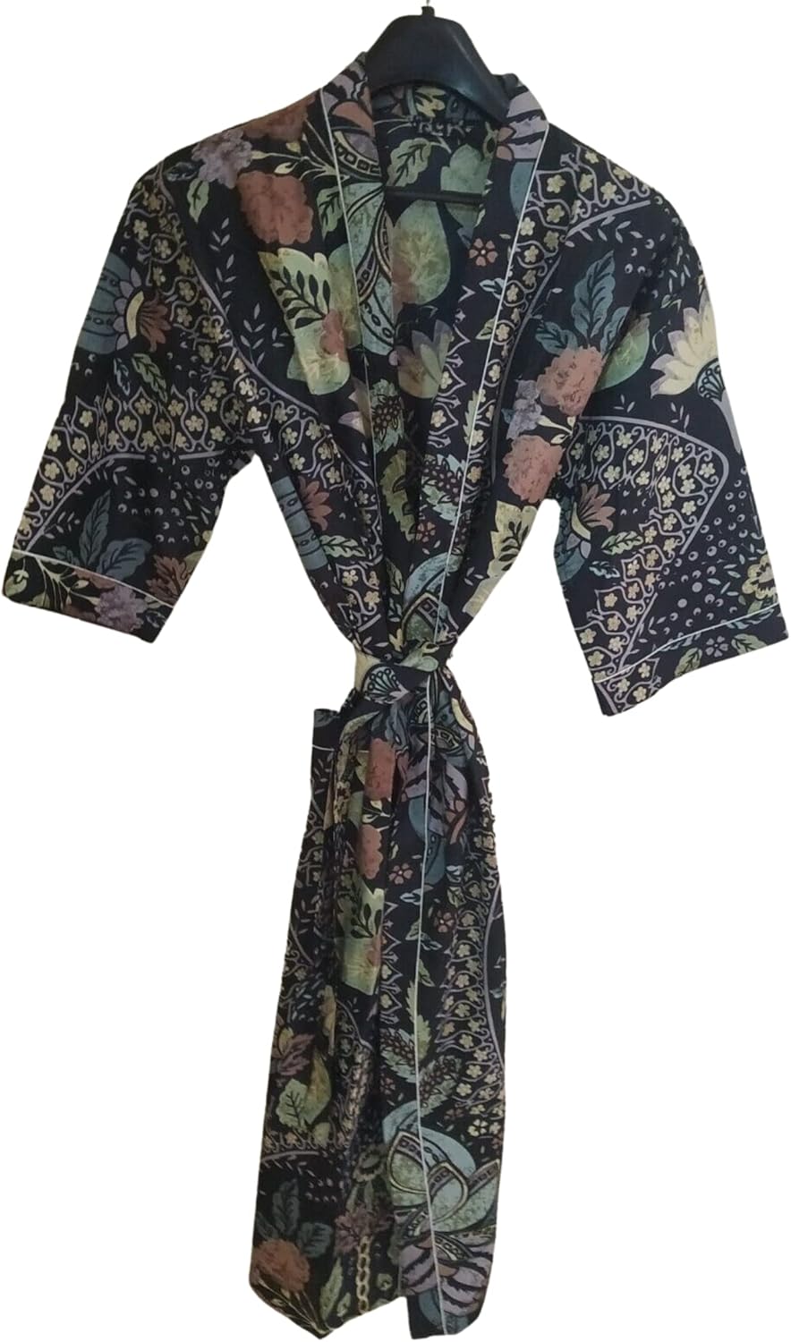 Cotton Kimono Robes For Women Long Floral Robe Nightgown Sleepwear ...