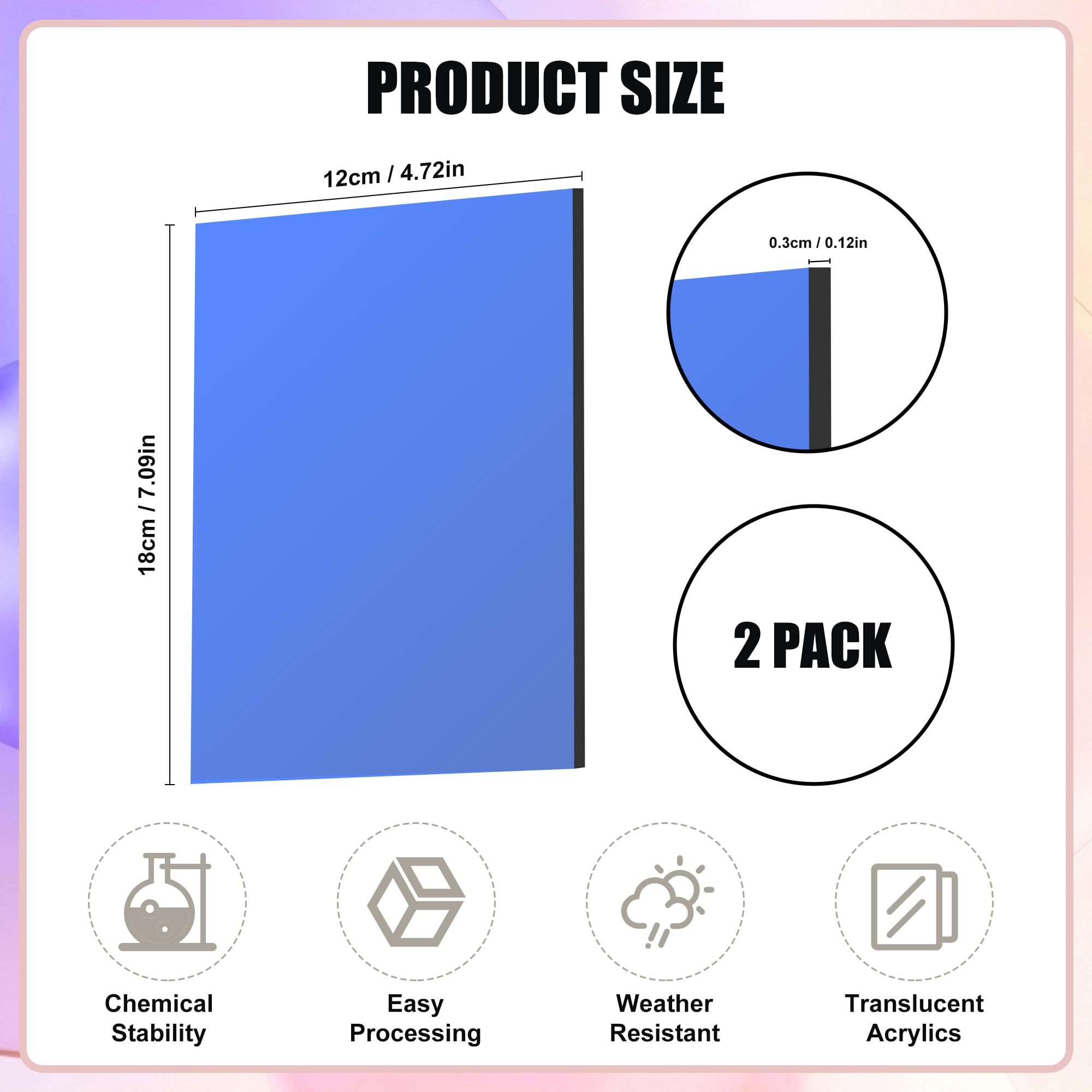Snapklik.com : Blue Acrylic Sheets - 1/8" Thick, 3mm, 6 Pack, 5"x7 ...