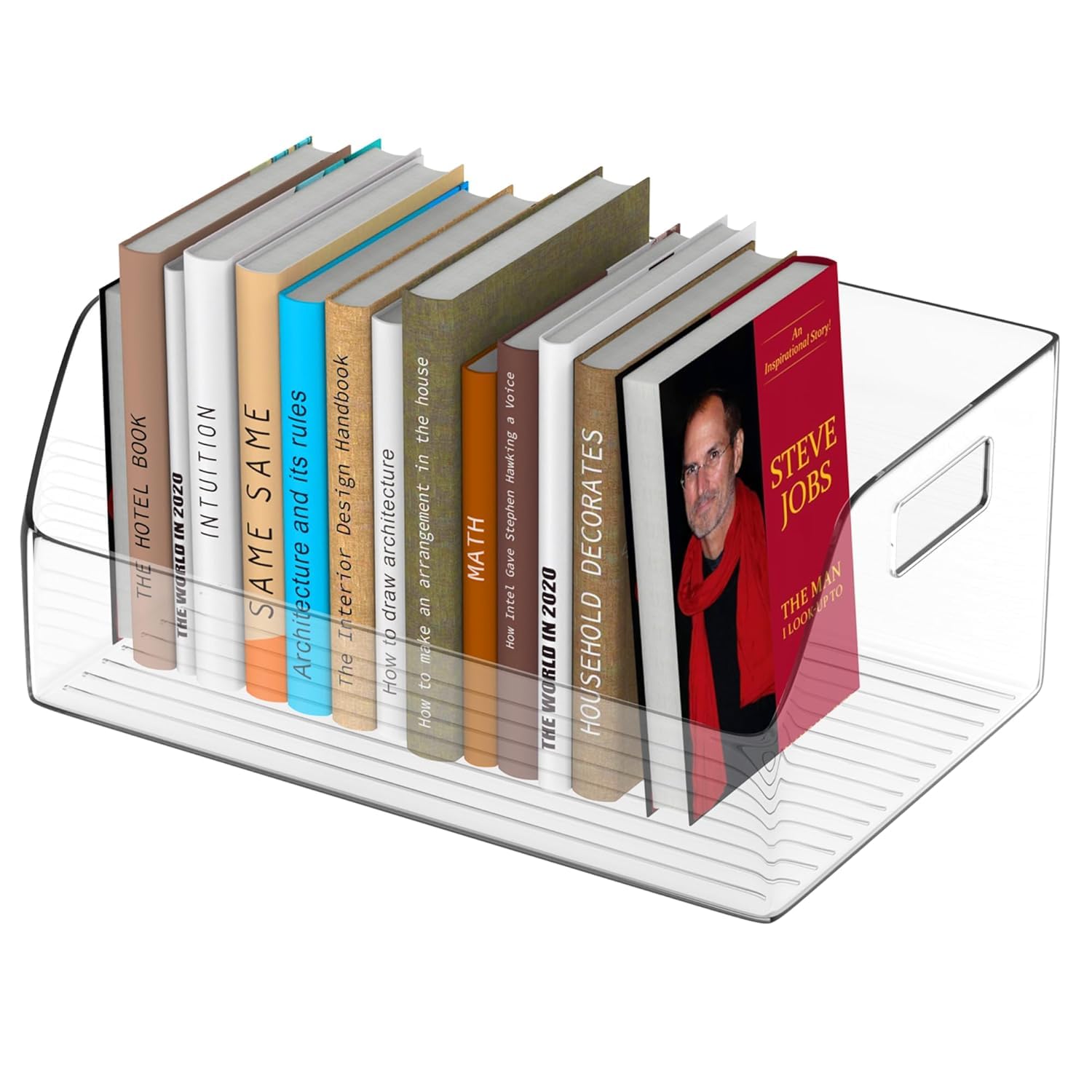 Cisily Clear Acrylic Book Organiser, Desktop Bookshelf with Non-Slip ...