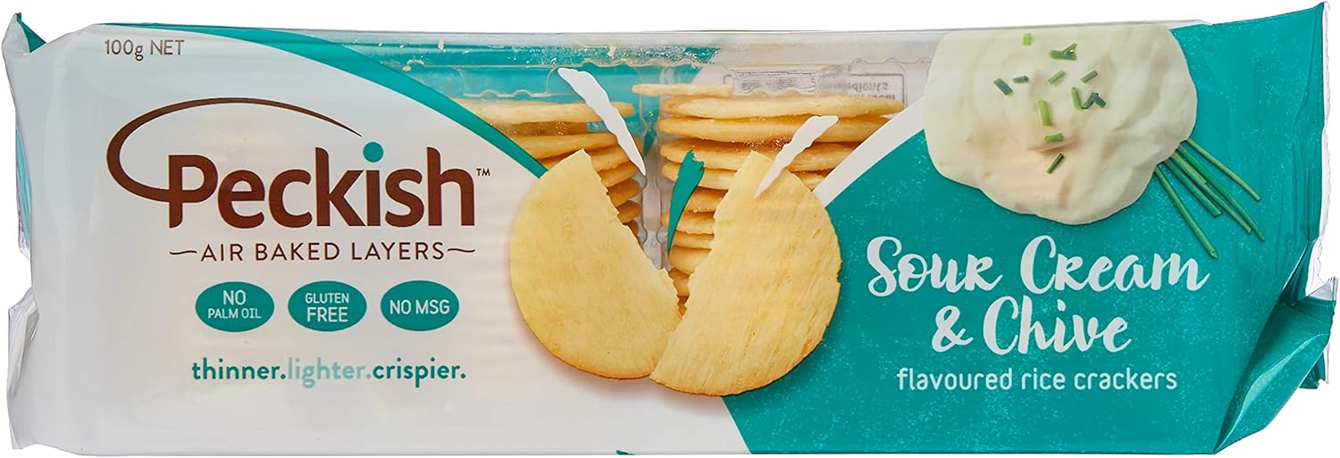 Peckish Sour Cream and Chives Rice Cracker 100 g : Amazon.com.au: Grocery