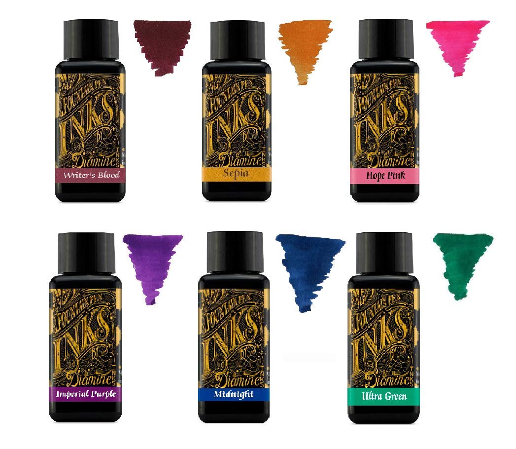 Diamine Fountain Pen Ink 30ml - Colour Wheel - 6 x Bottles - Writers ...
