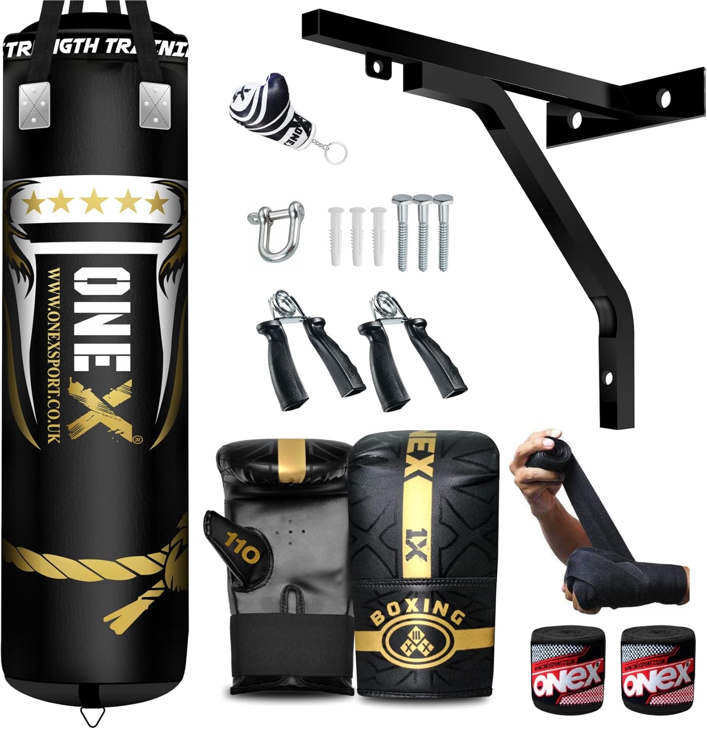 Punch Bag Boxing Training Filled 5ft Heavy Duty set Wall Bracket with ...