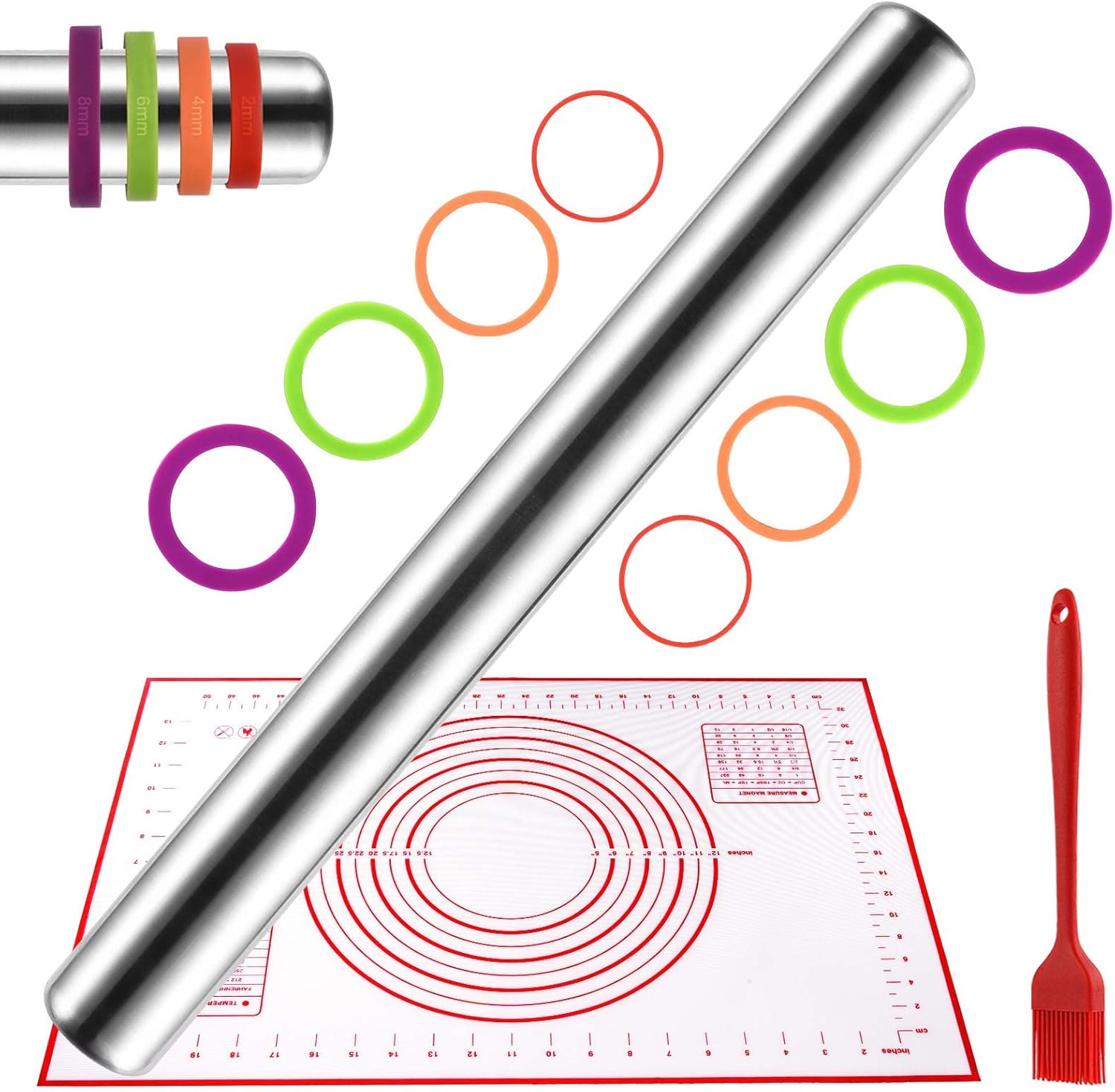 Amazon.com: Aoyar 16.1" Rolling Pin,430 Stainless Steel Adjustable ...