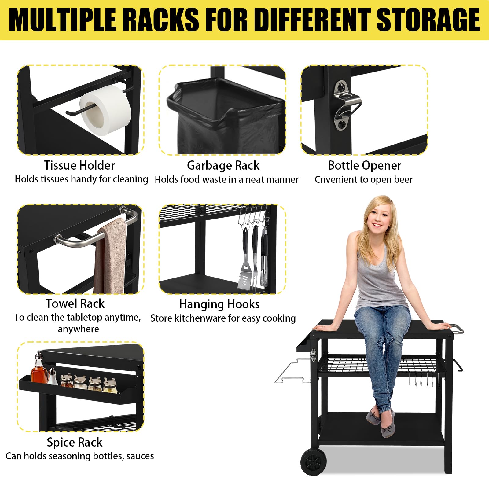 Snapklik.com : Outvita Outdoor Grill Cart, Movable Food Prep And Work ...