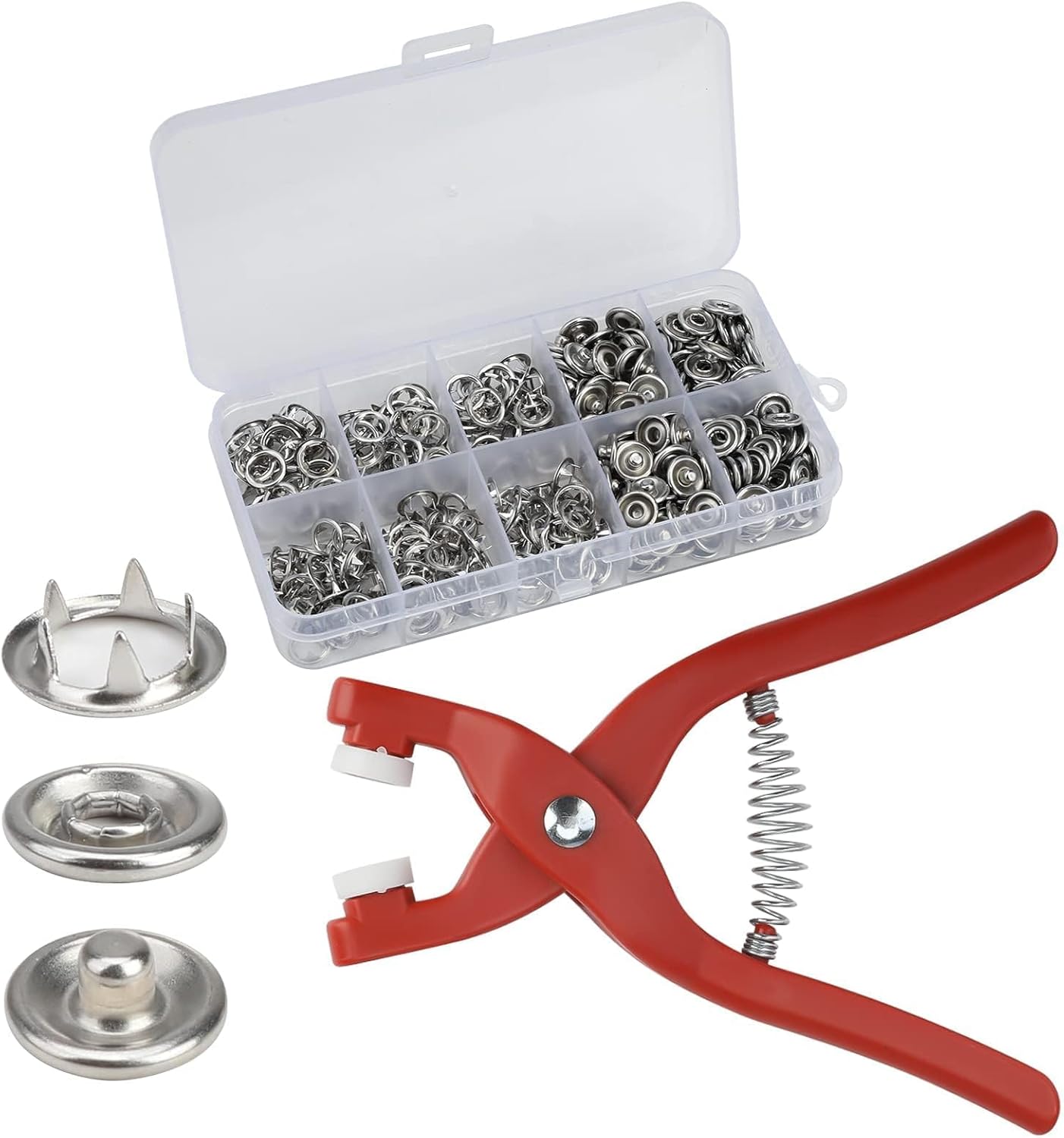 100 PCS Metal Snaps Buttons, Press Studs Metal Fastener Kit Sewing Free ...