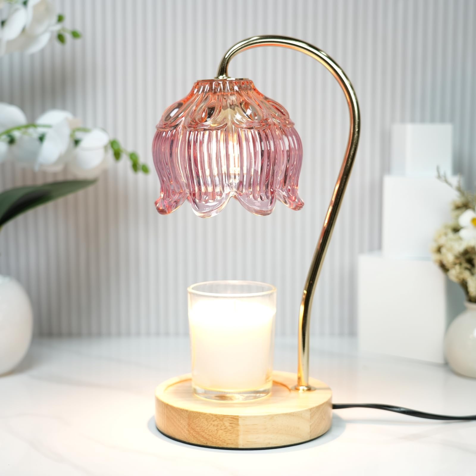 Candle Warmer Lamp, Flower Candle Warmer Lamp with Timer & 4Bulbs ...