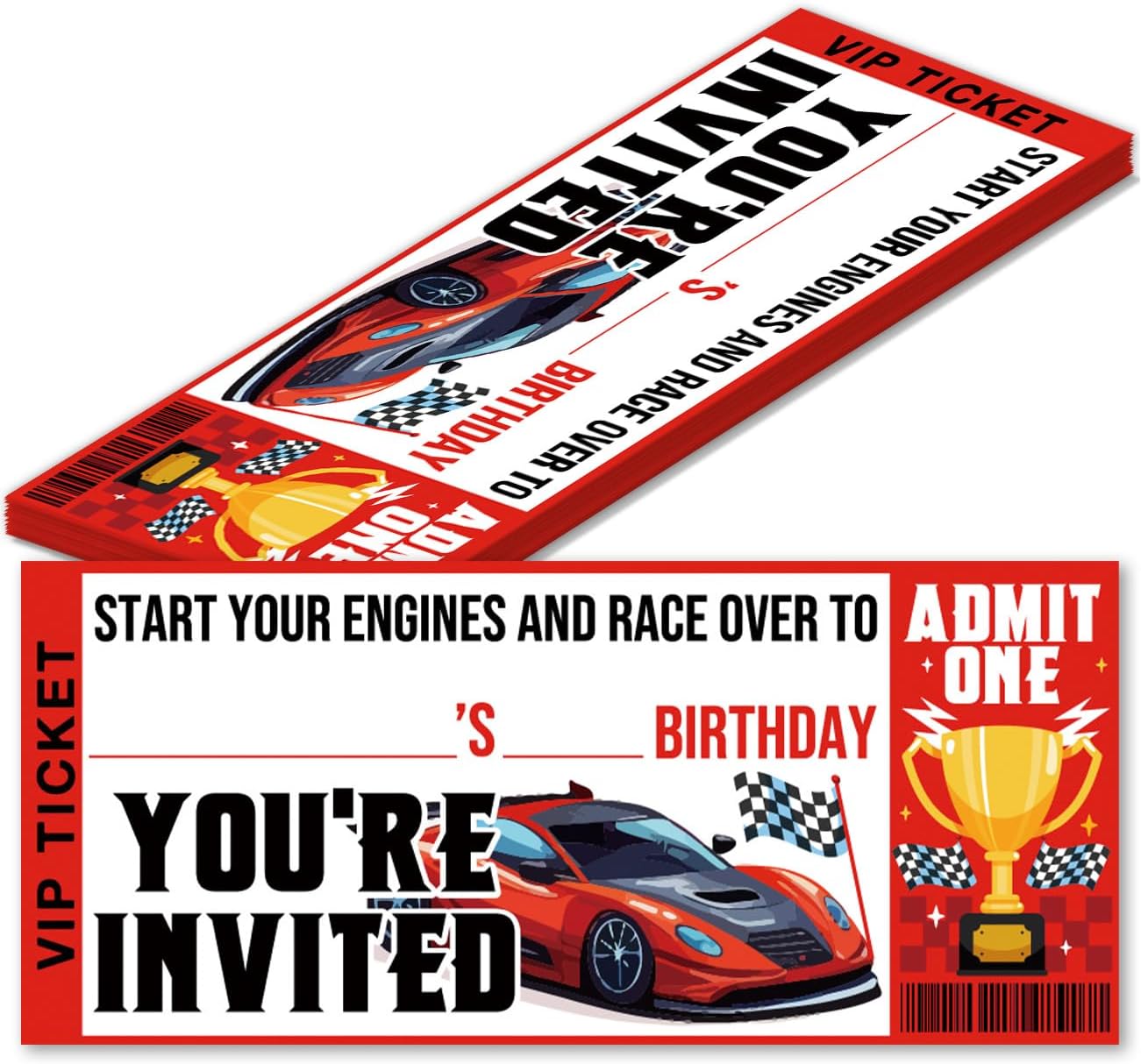 Amazon.com : MQCLYSG Racing Car Birthday Party Invitations 20 Pack Red ...