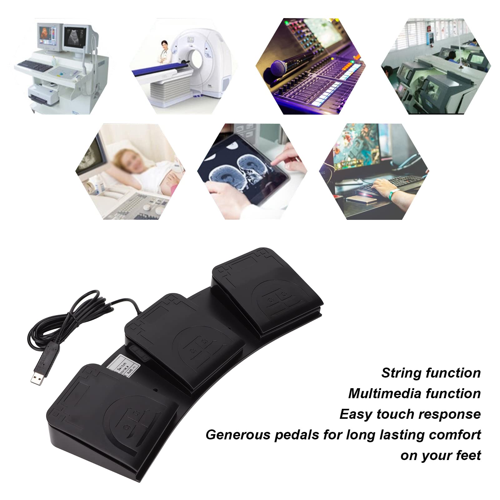 Snapklik.com : USB Foot Pedal, PC USB Triple Foot Switch Pedal, 3 Key ...