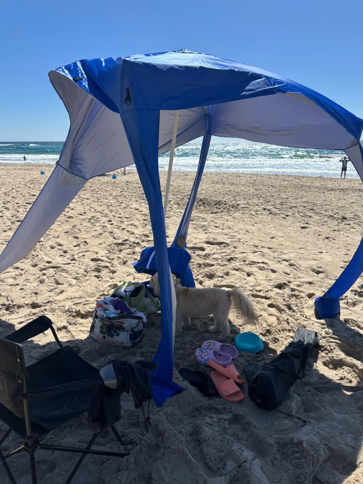 Costway Beach Cabana, Easy Setup 2 x 2M Beach Tent w/Folding Table, UPF ...