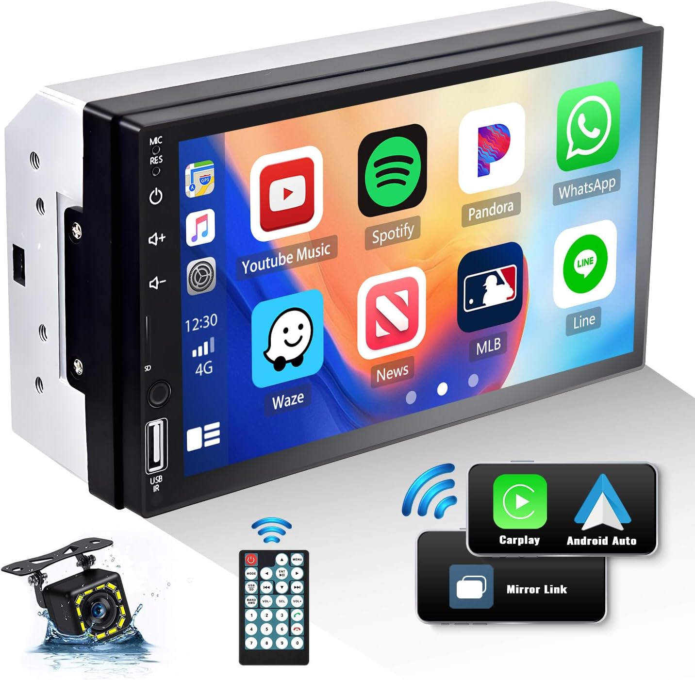 Amazon.com: Wireless Carplay Double Din Car Stereo 7 inch Touch Screen ...