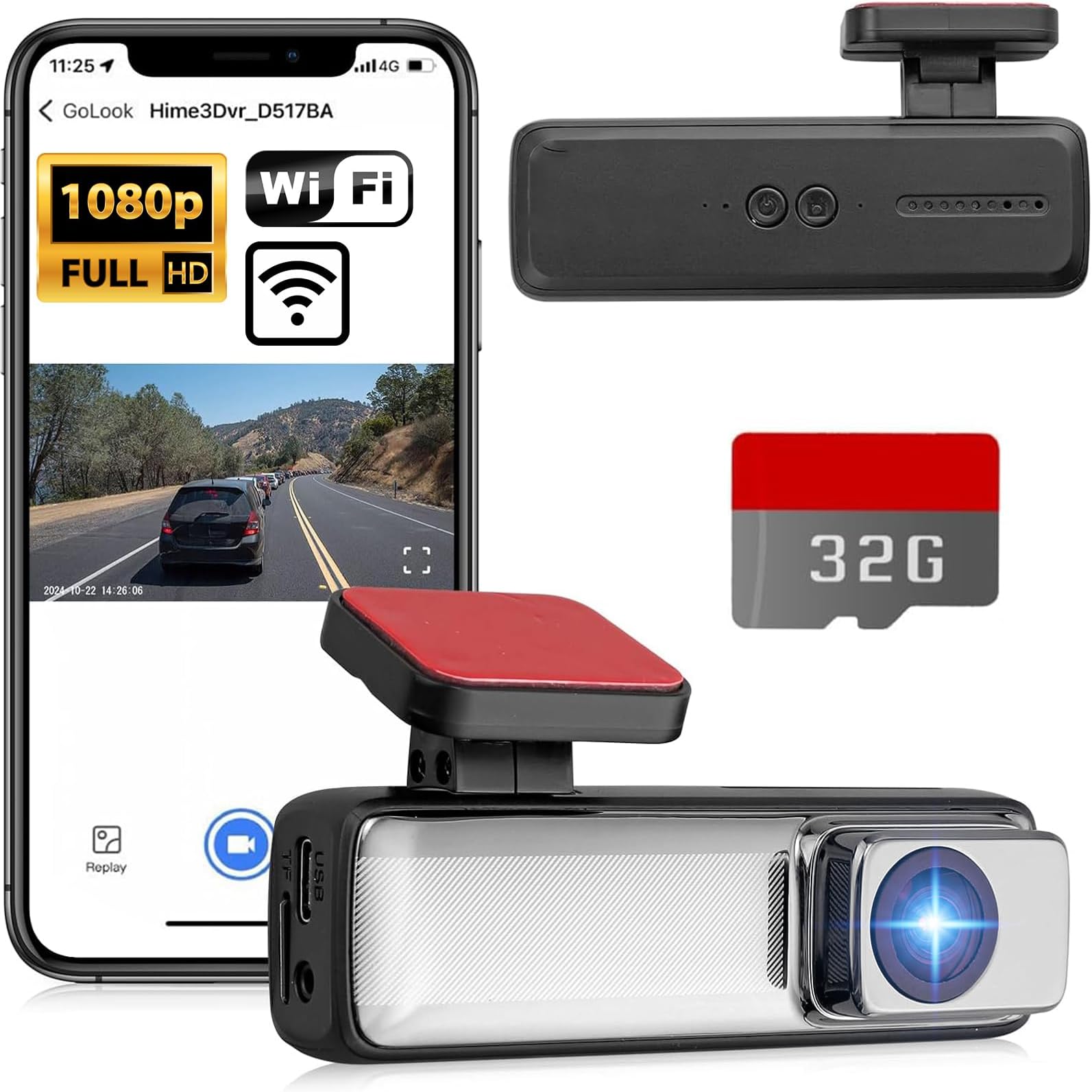eSynic Mini 1080P HD WiFi Dash Cam Professional Night Vision Car Dash ...