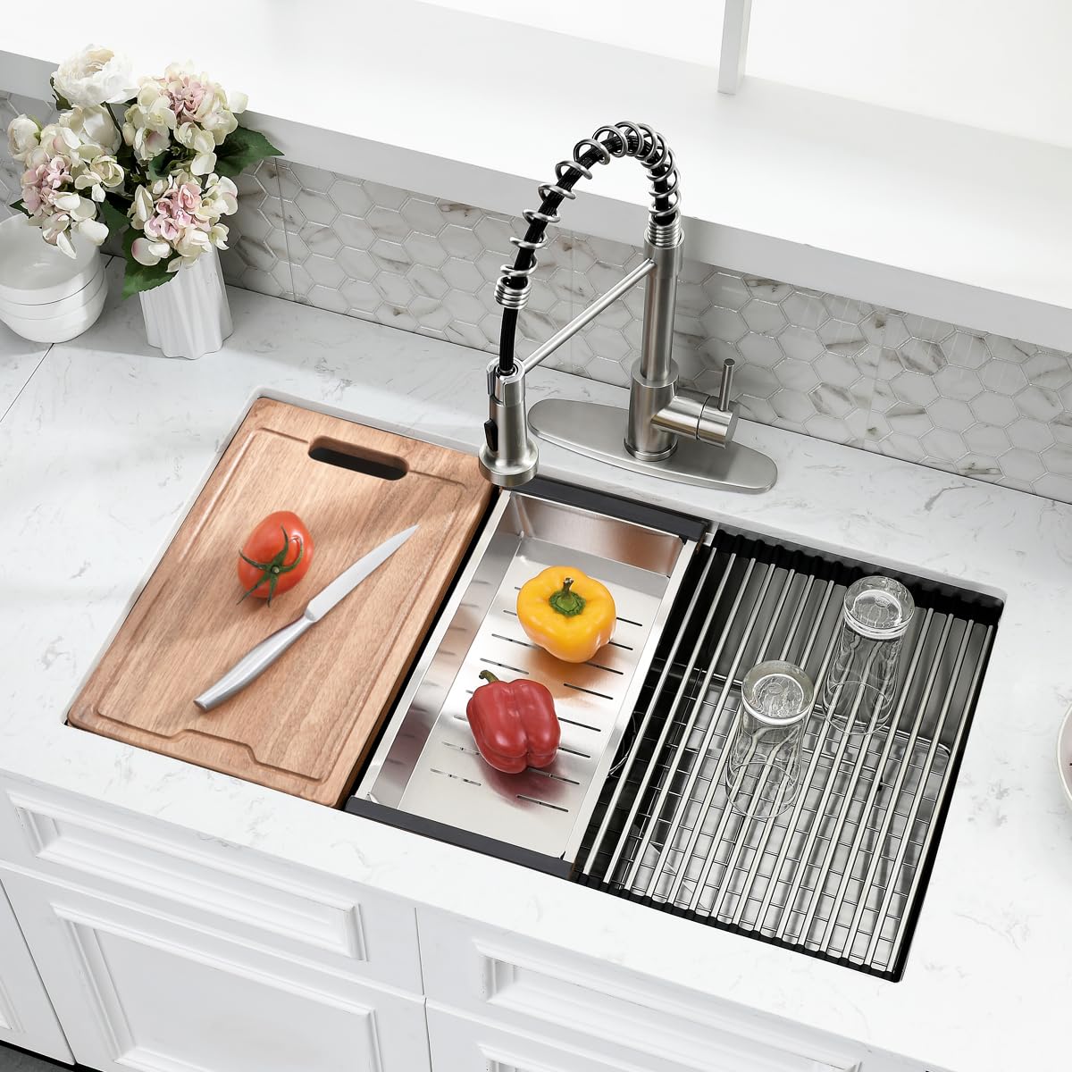 Snapklik.com : 33Inch Undermount Kitchen Sink Workstation -VOKIM 33 ...