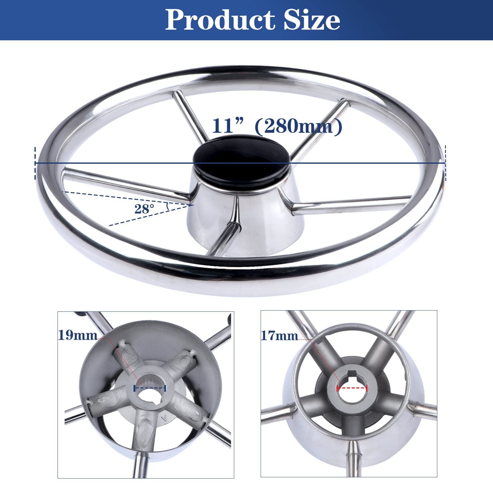 Pontoon Boat Accessories 11 Inch Stainless Steel Boat Steering Wheel ...