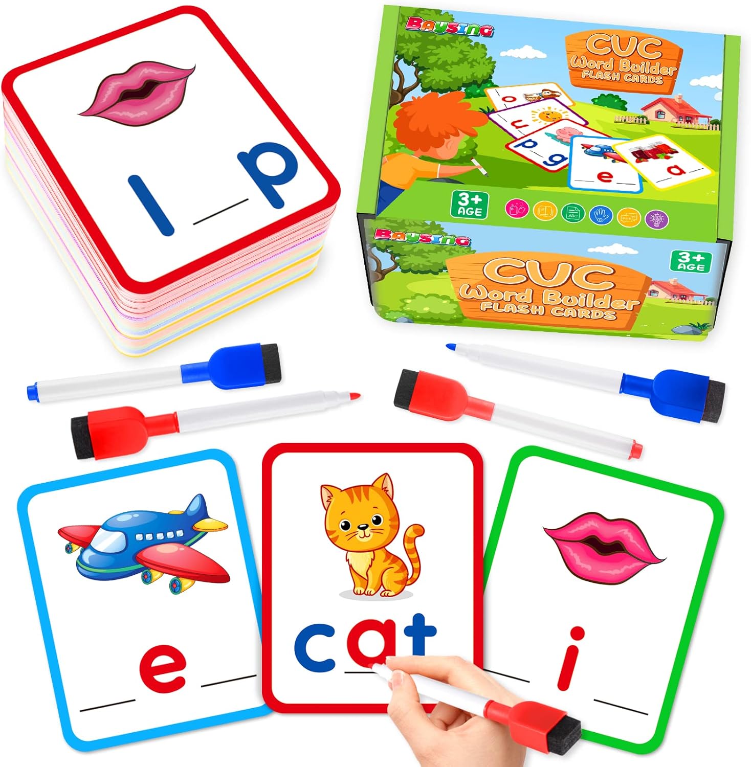 Amazon.com: Short Vowel Spelling Flashcards, CVC Sight Words ...