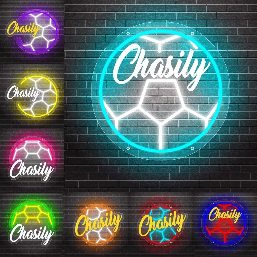 Amazon.com : Personalized Soccer Neon Sign for Wall Decor, Custom Name ...