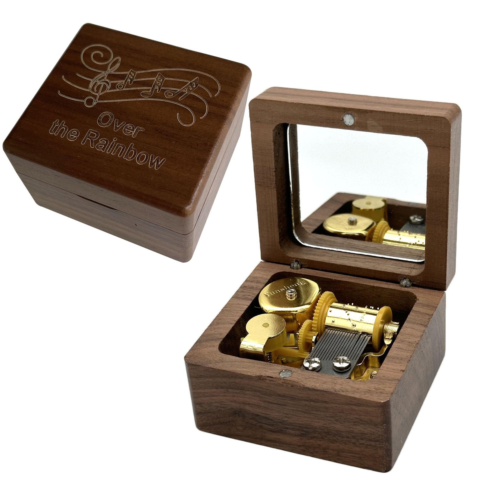 Amazon.com: Pursuestar Luxury Walnut Wood Music Box -Over The Rainbow ...