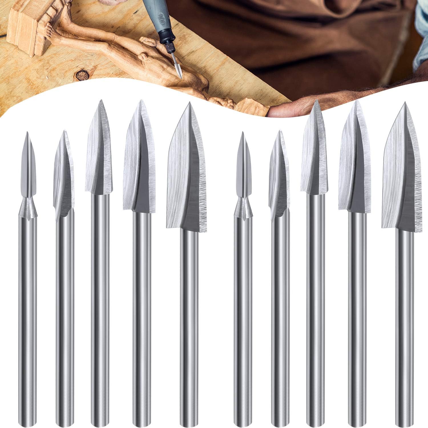 15 Pieces Wood Carving Engraving Drill Bit Woodworking Drill Bit DIY ...