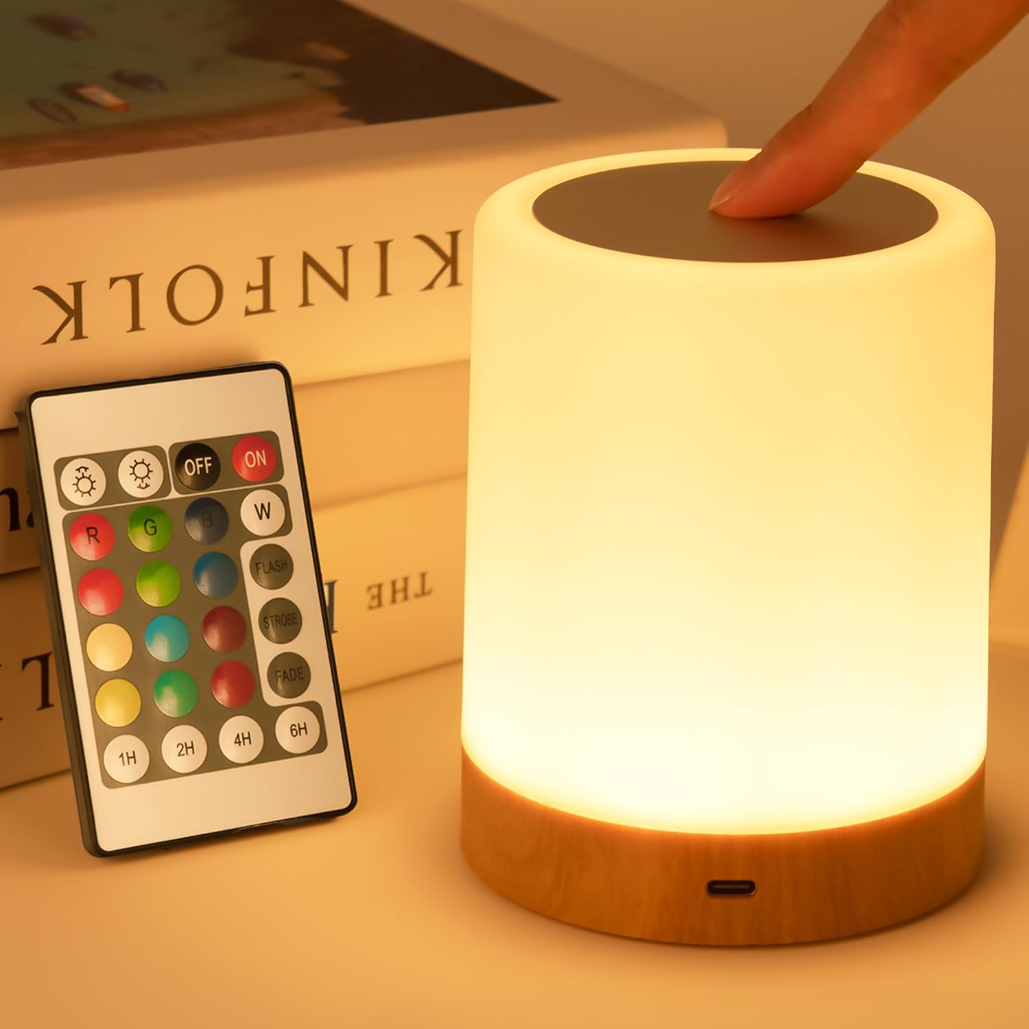 Auxmir Night Light, LED Touch Bedside Table Lamp, Muti-Colour, USB ...