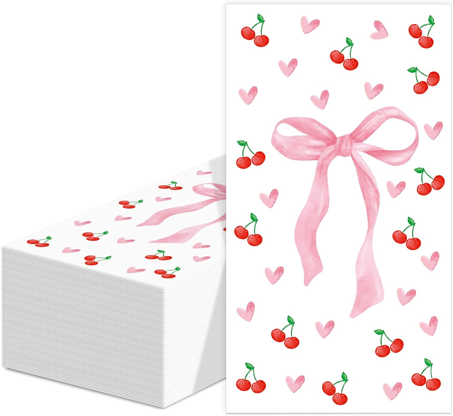 Amazon.com: 50Pcs Pink Bow Cherry Napkins Bow Cherries Disposable ...