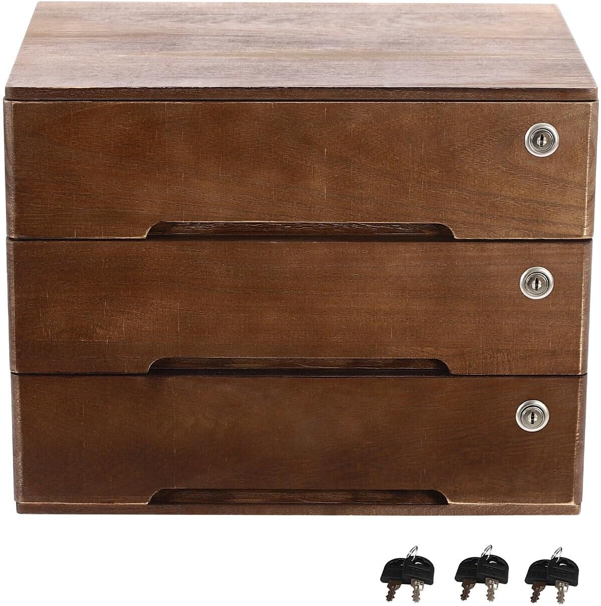 Amazon.com: Wooden Desk Organizer with Drawers & Lock, Desktop ...