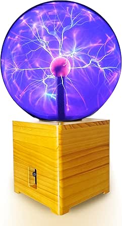 PUXTIW 12 Inch Plasma Ball （ Wooden Base），Plasma Disc,Plasma Globe ...