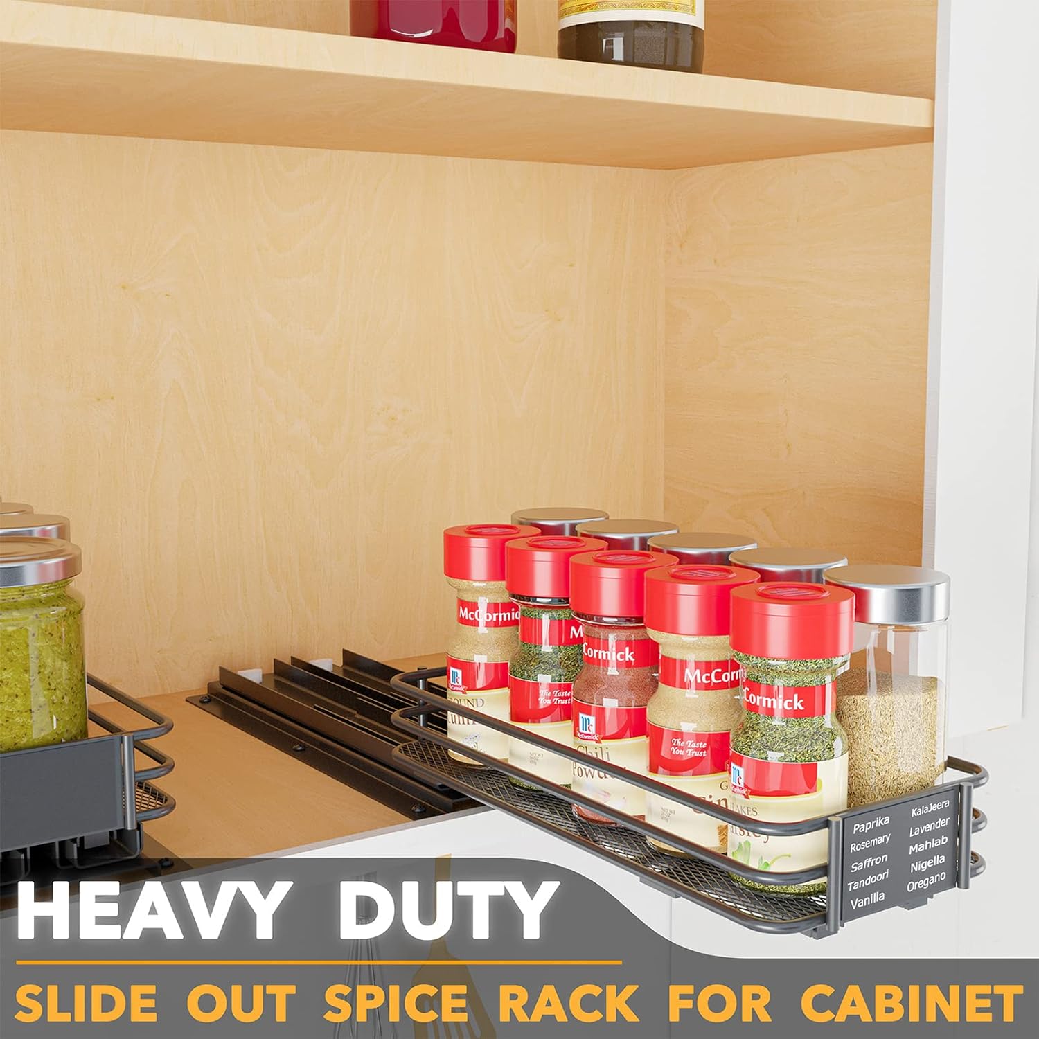 Pull Out Spice Rack Organizer for Cabinet, Heavy Duty Slide Out ...