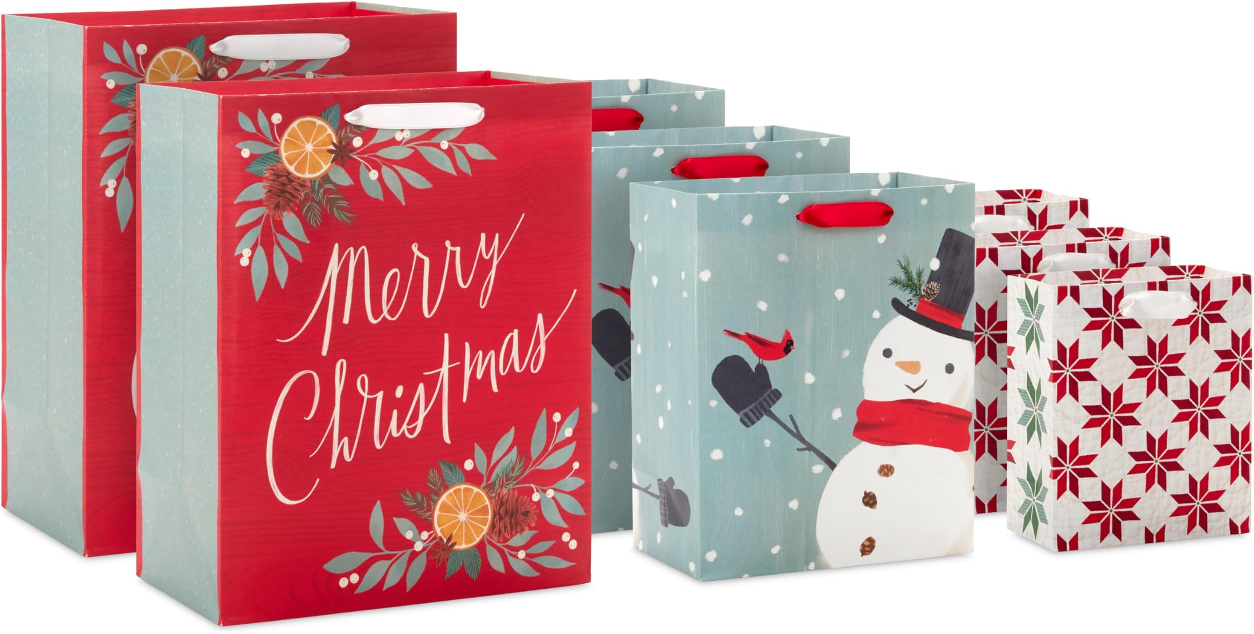Amazon.com: Hallmark Rustic Christmas Gift Bag Assortment (8 Bags: 3 ...