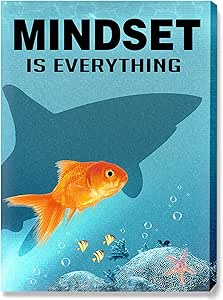 Amazon.com: Mindset Is Everything Canvas Wall Art, Goldfish Shark ...