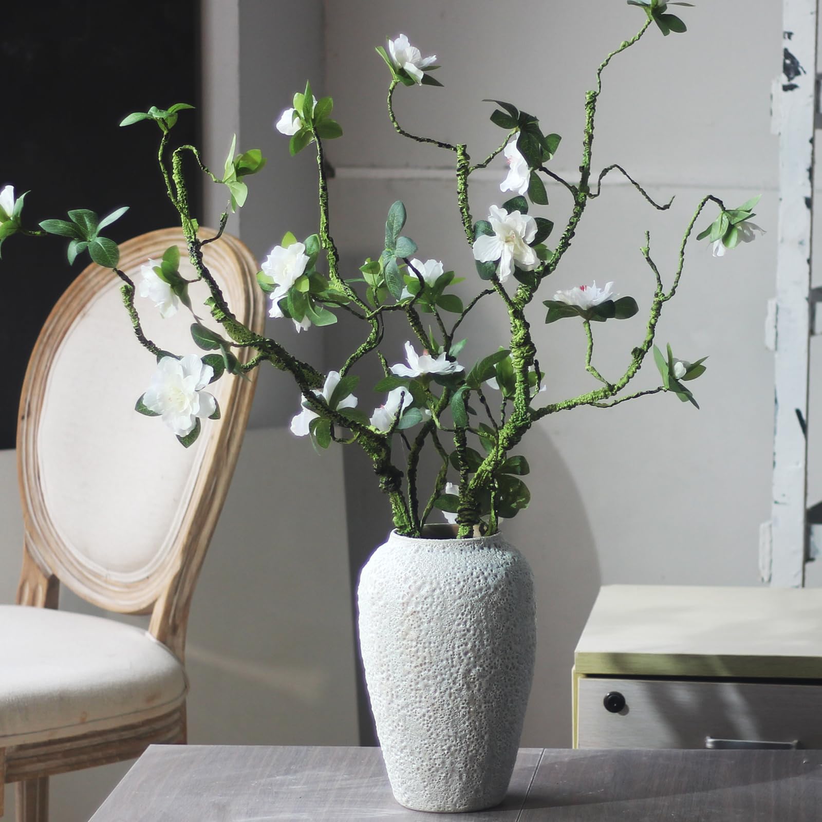 Snapklik.com : Denique White Ceramic Vase Flower Vase, Textured Vase ...