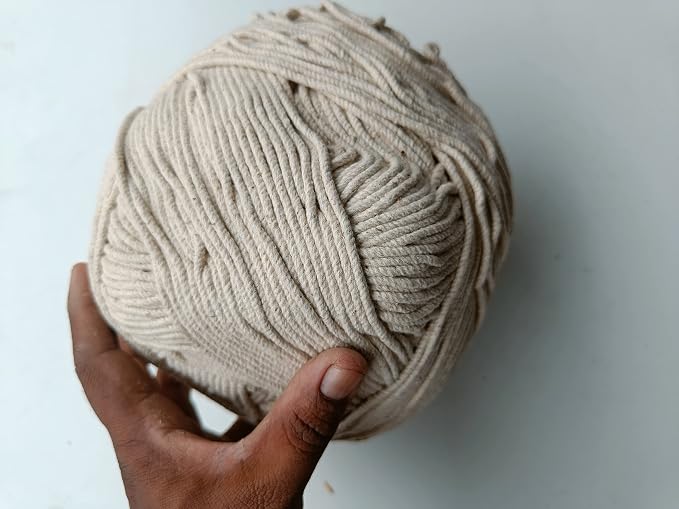 FTE White Cotton Yarn, Rope, Sutli, Dori | 3mm, 1280 Grm (Pack of 1 ...