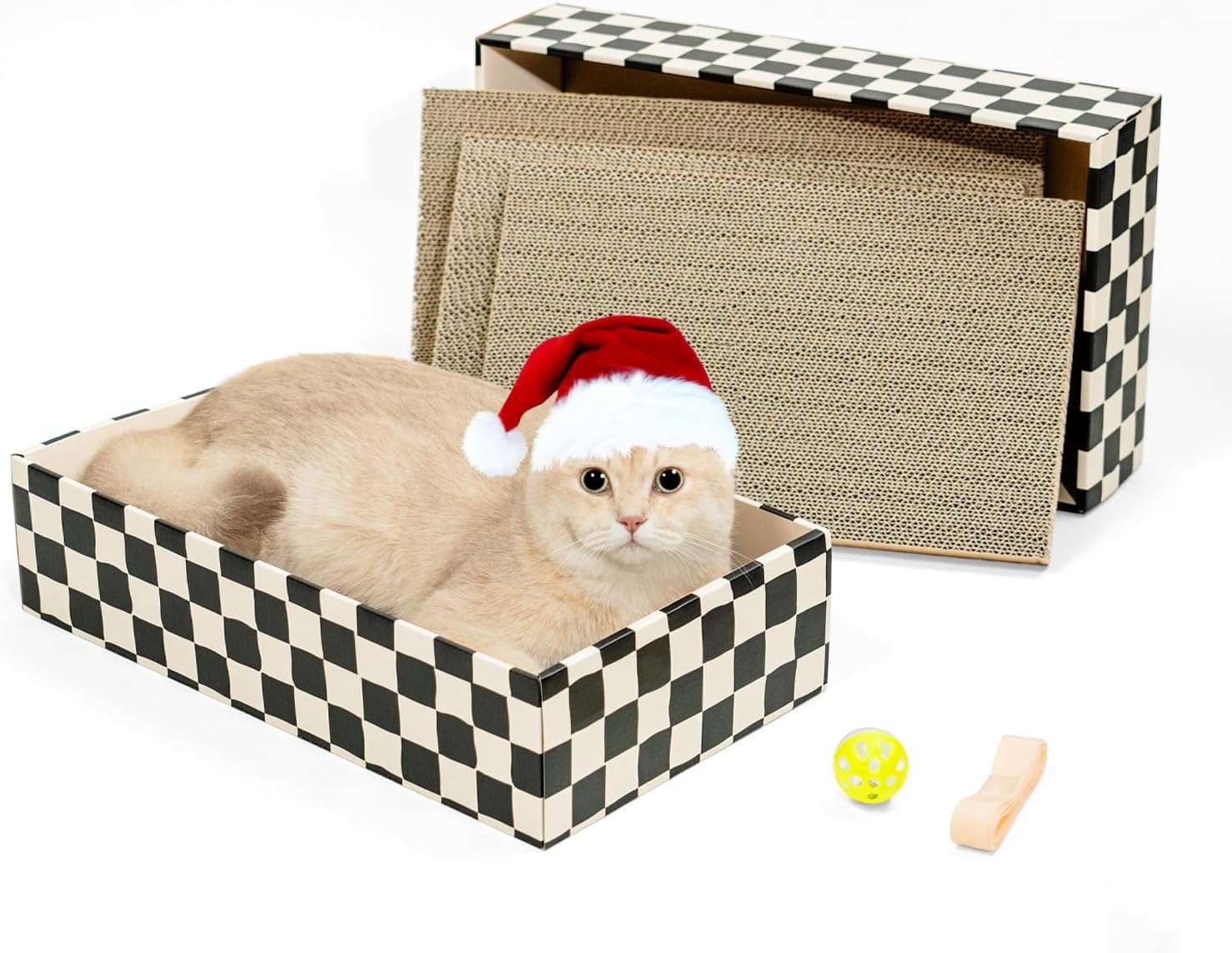 Conlun Cat Scratcher Box with 4 Cat Scratching Board&2 Separate Cat ...