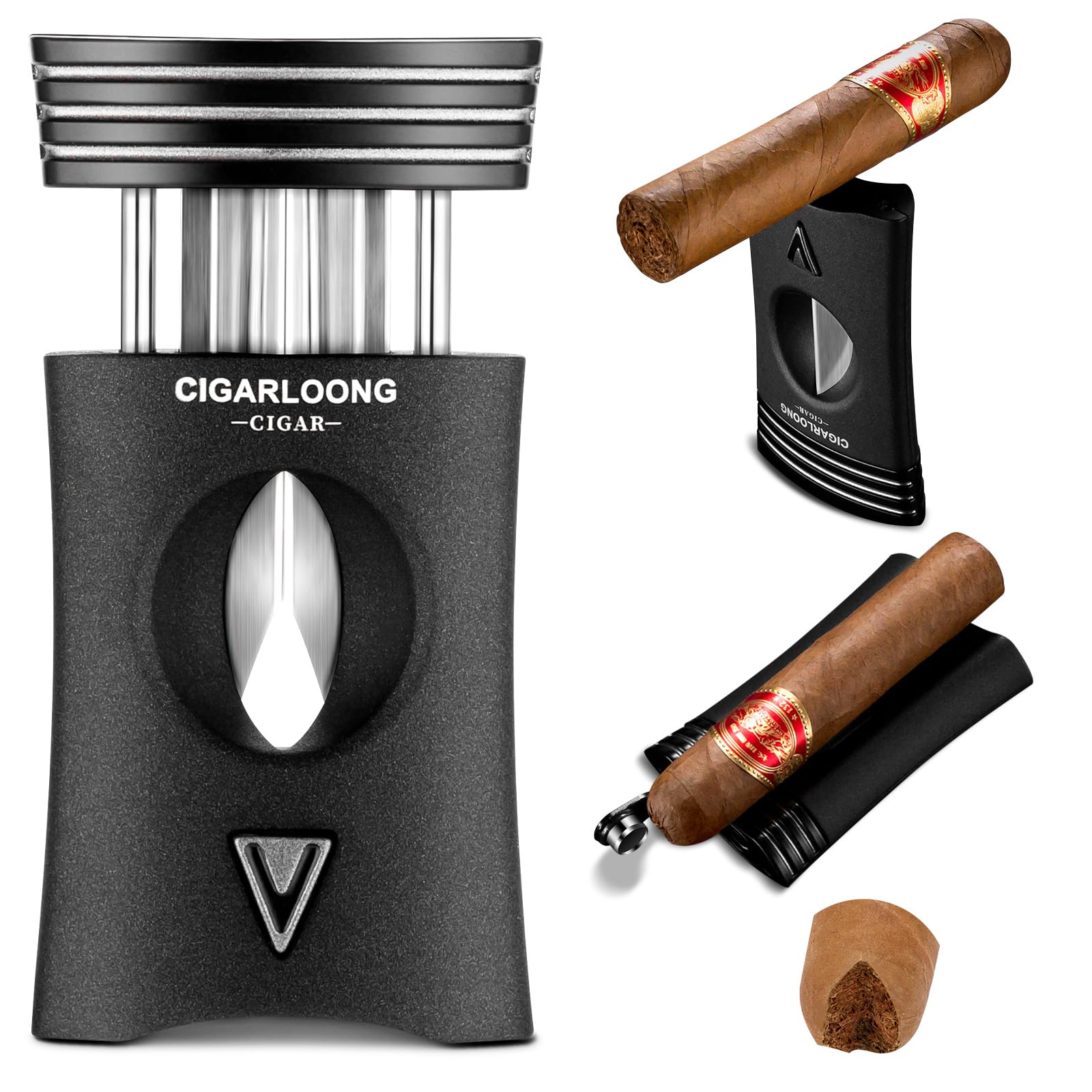 Amazon.com: CIGARLOONG V-Cut Cigar Cutter Guillotine Build-in Cigar ...