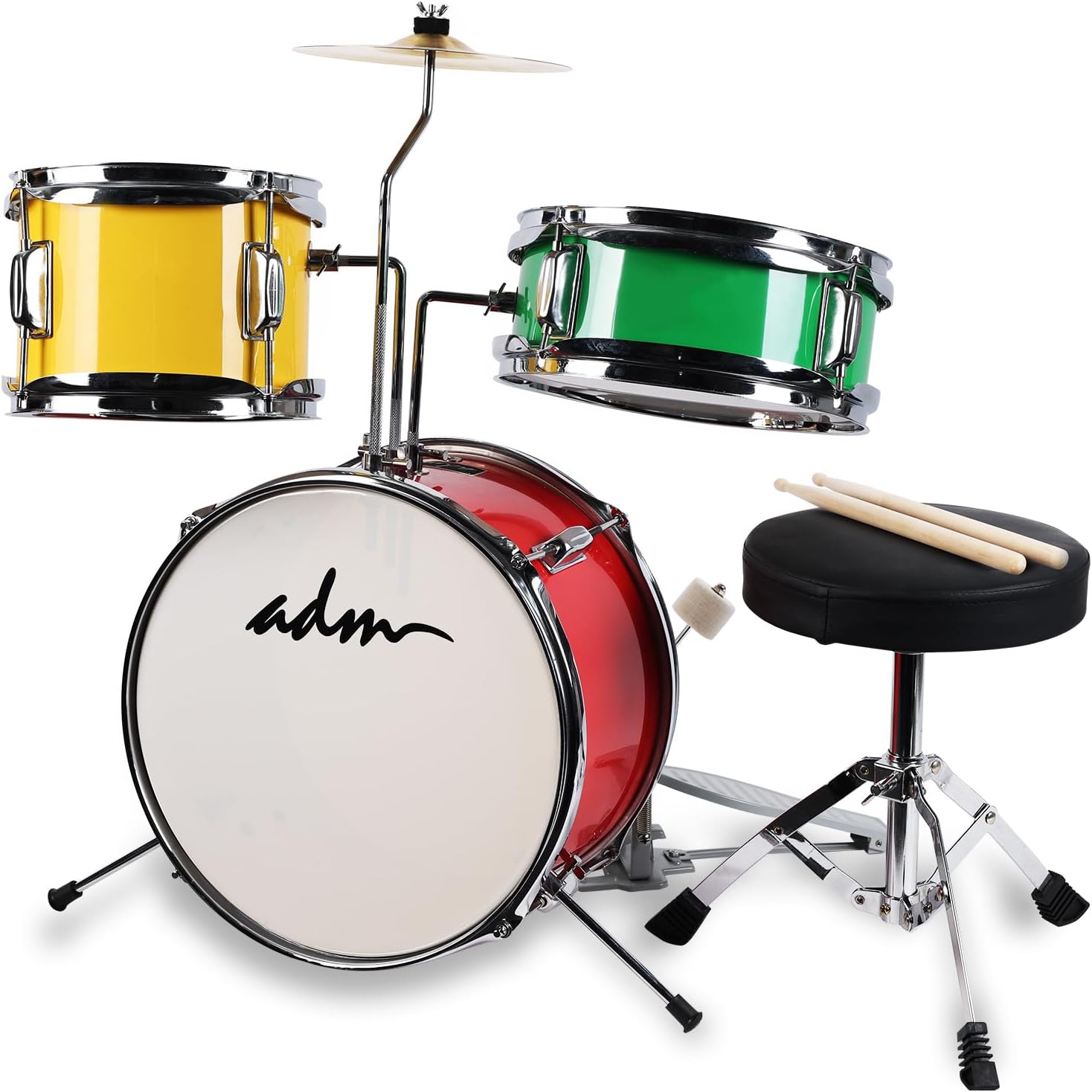 Amazon.com: ADM Drum Set 14 Inch s, 3-Piece Bass Tom Beginner Snare ...