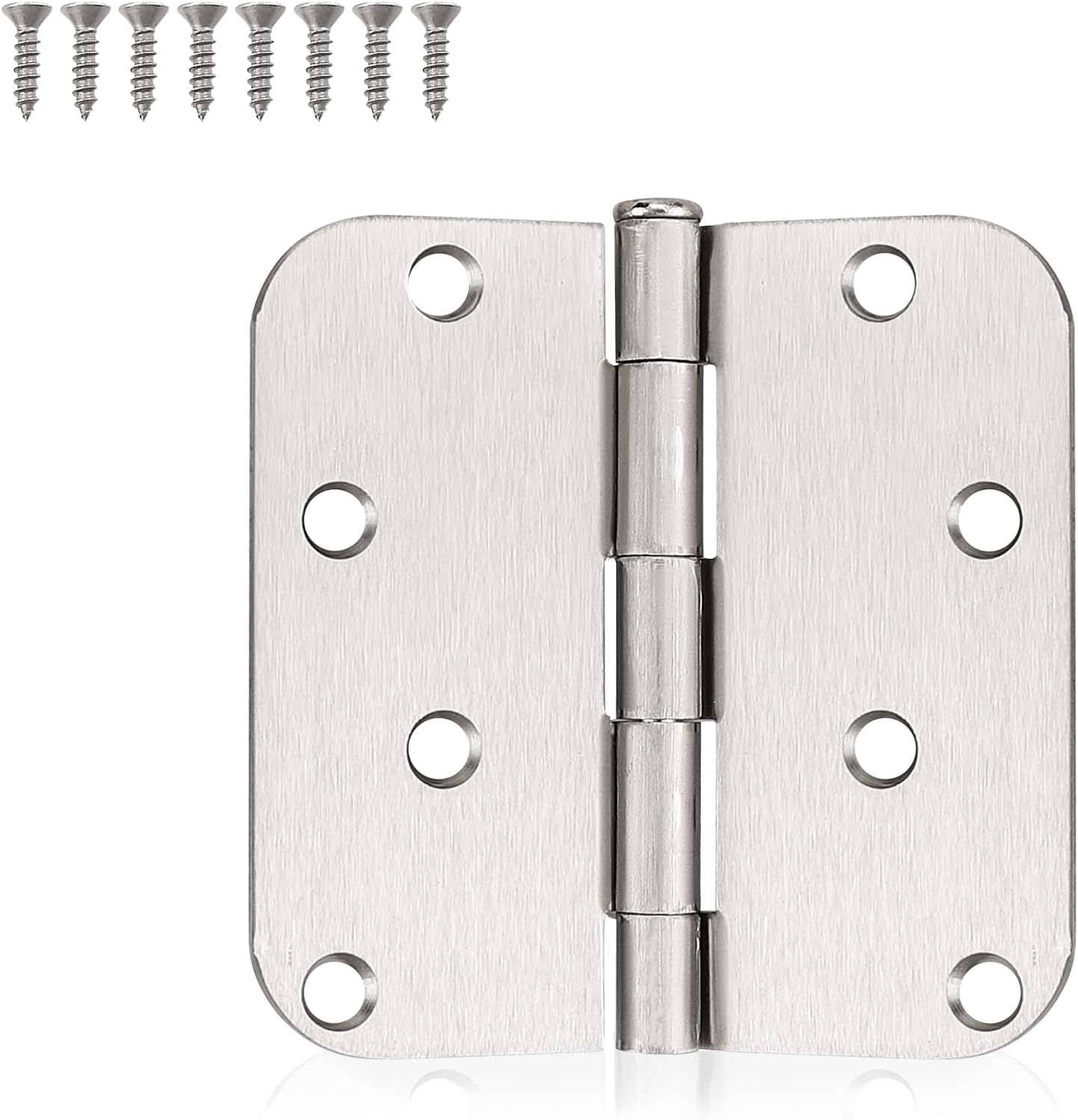 KNOBWELL 3 Pack 4 Inch Door Hinges Satin Nickel Rounded Door Hinges 4 ...