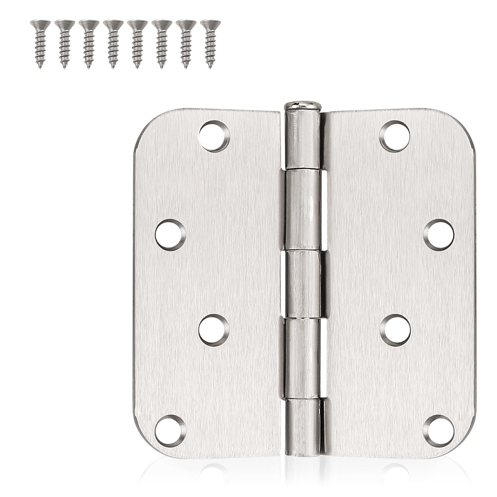KNOBWELL 3 Pack 4 Inch Door Hinges Satin Nickel Rounded Door Hinges 4 ...