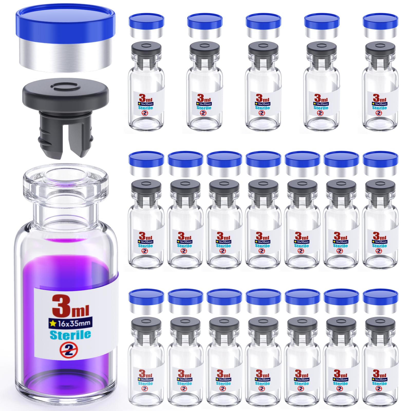 Snapklik.com : Ks-Tek 20pcs Sterile Empty Vial,Sample Vials
