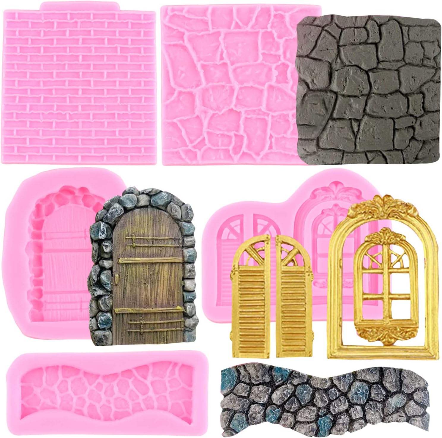 Amazon.com: QDMOLDS Rock Texture Silicone Lace Mold Brick Wall Texture ...