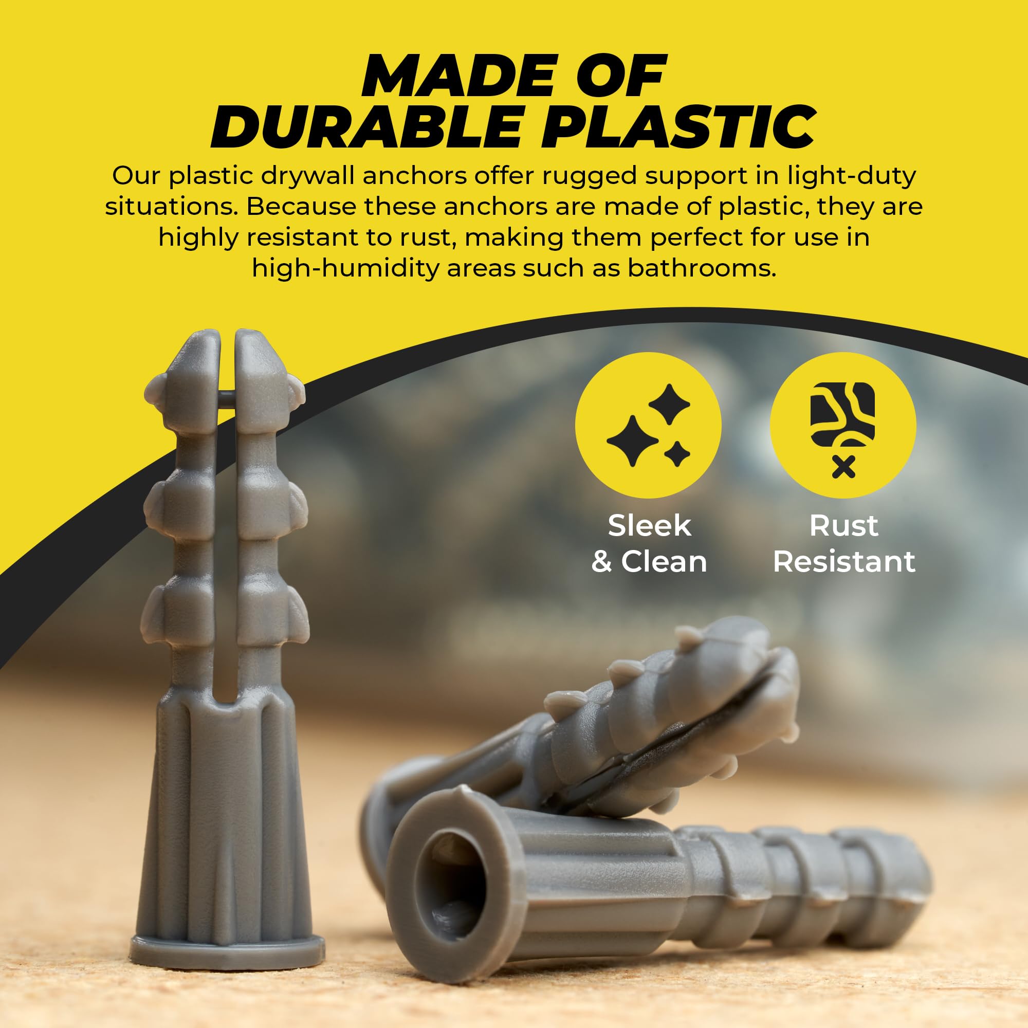 Snapklik.com : Premium Quality Ribbed Plastic Anchors, Bulk Pack