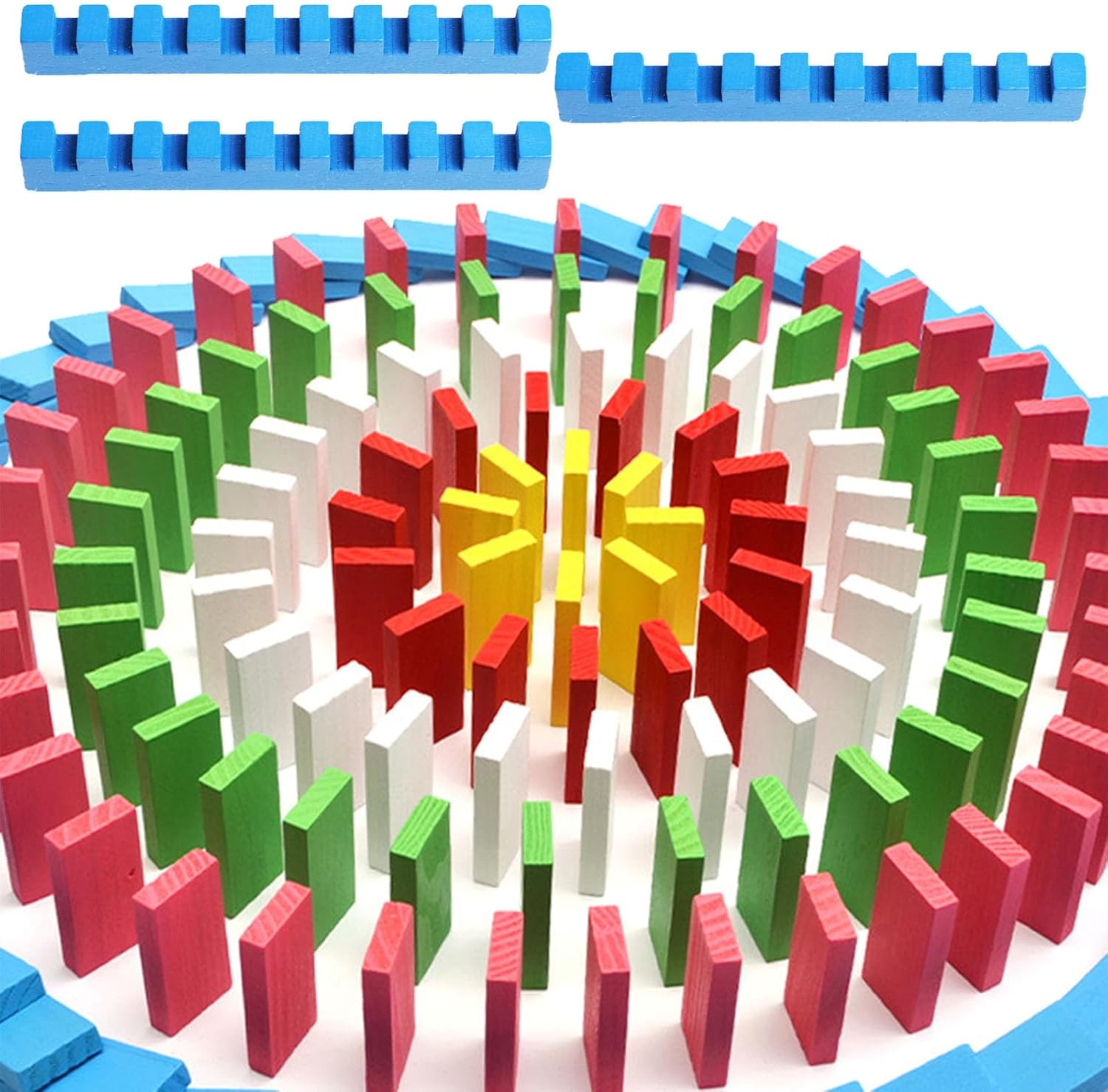 Amazon.com: MorTime 1080 Pcs Wooden Dominoes Set, 10 Colors Building ...